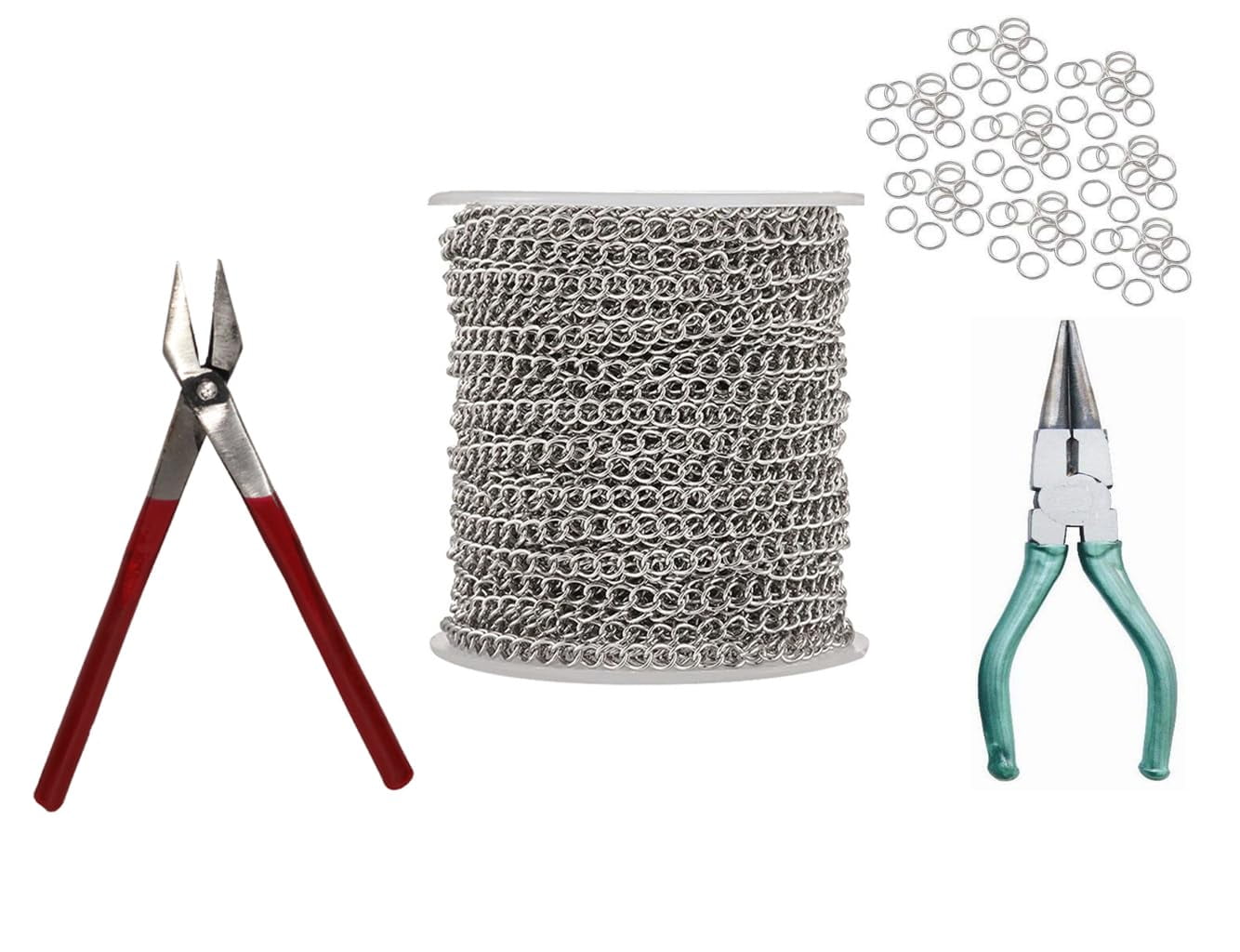 CRAFTS HAVELI Combo of Link Anchor Chain Silver 3mm 10 Mtr Jump Ring ...