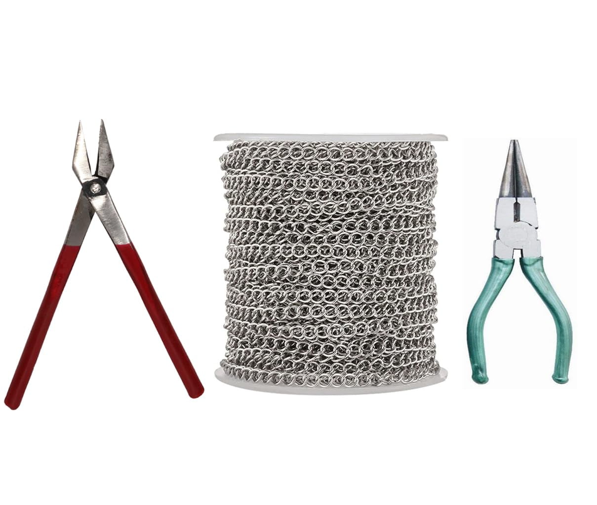 CRAFTS HAVELI Combo of Link Anchor Chain Silver 3mm 10 Mtr Round Nose ...