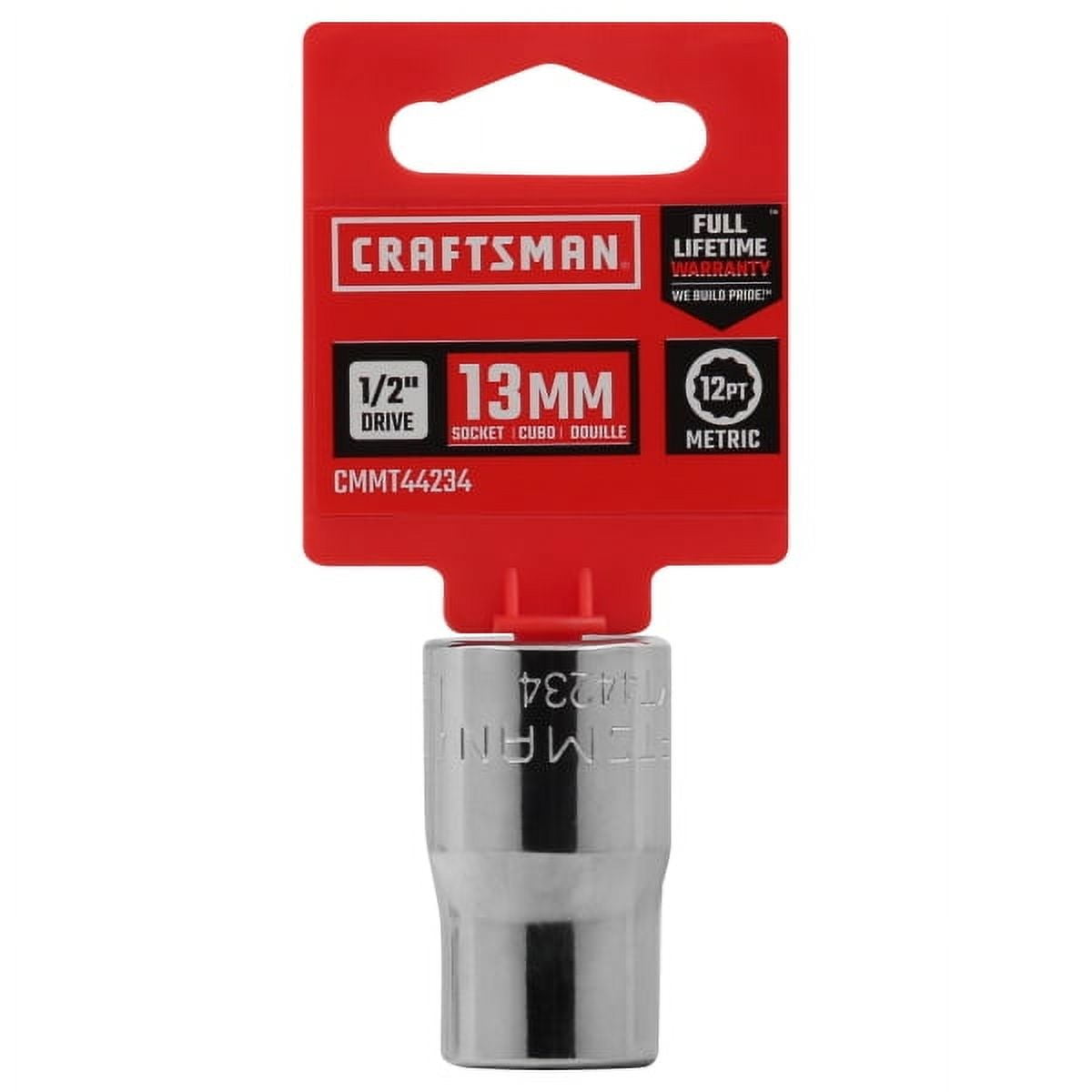 CRAFTSMAN Shallow Socket, Metric, 1/2-Inch Drive, 13mm, 12-Point ...