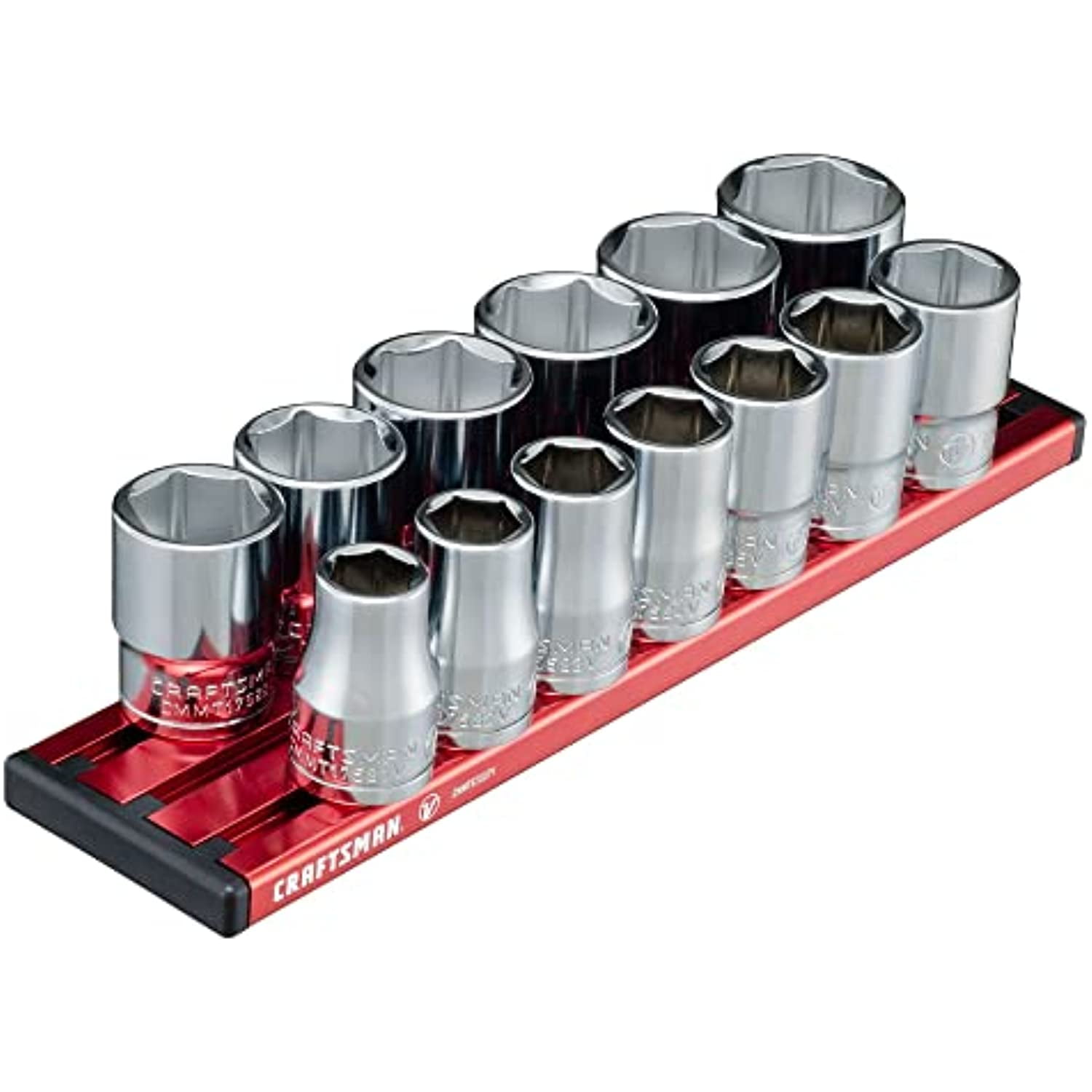 CRAFTSMAN V-SERIES Socket Set, Shallow MM, 1/2 Inch Drive, 13 Piece ...