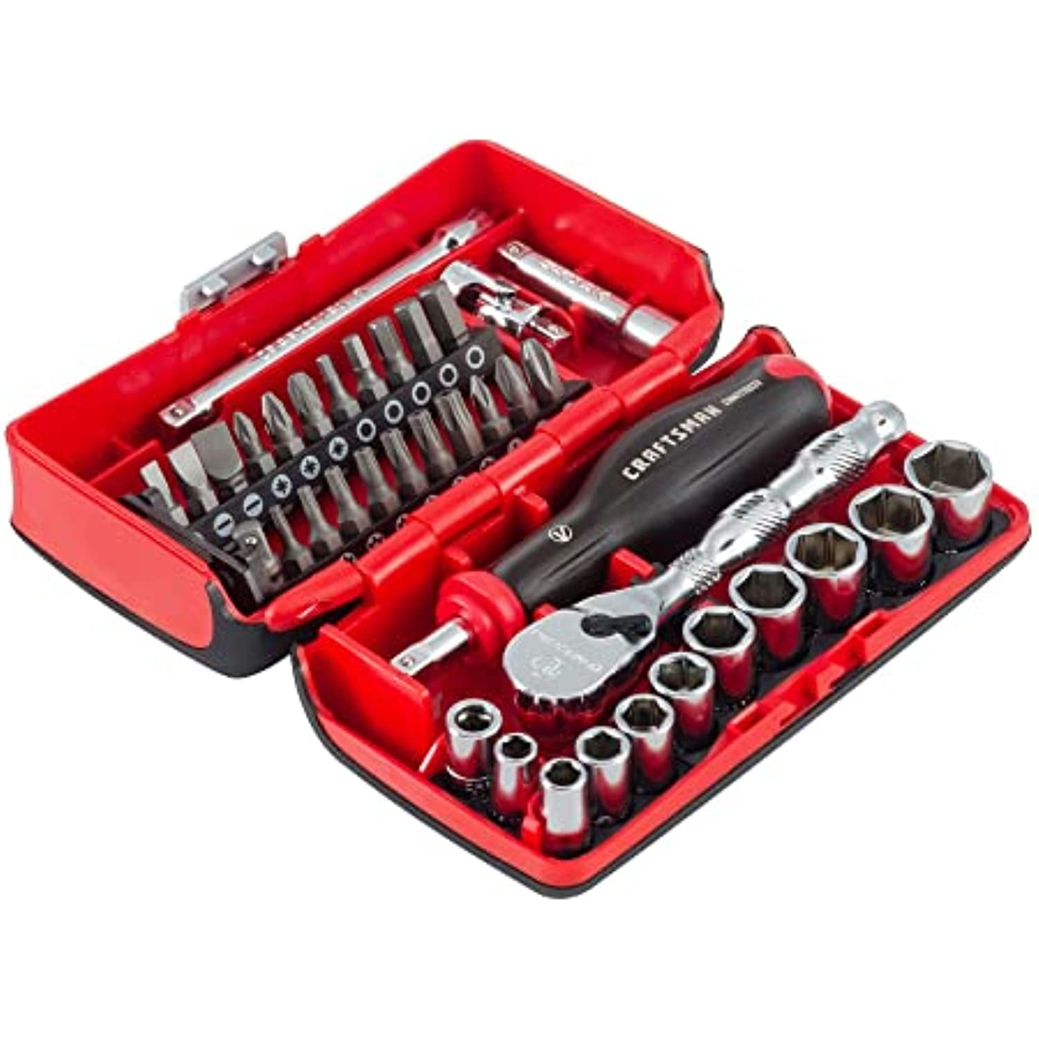 CRAFTSMAN V-Series 1/4 in. Drive SAE 6-Point Socket Set, 38 Piece with ...