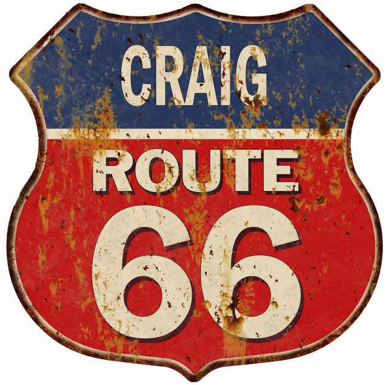 CRAIG Route 66 Sign Shield Metal Gift Man Cave Red 211110005147 ...