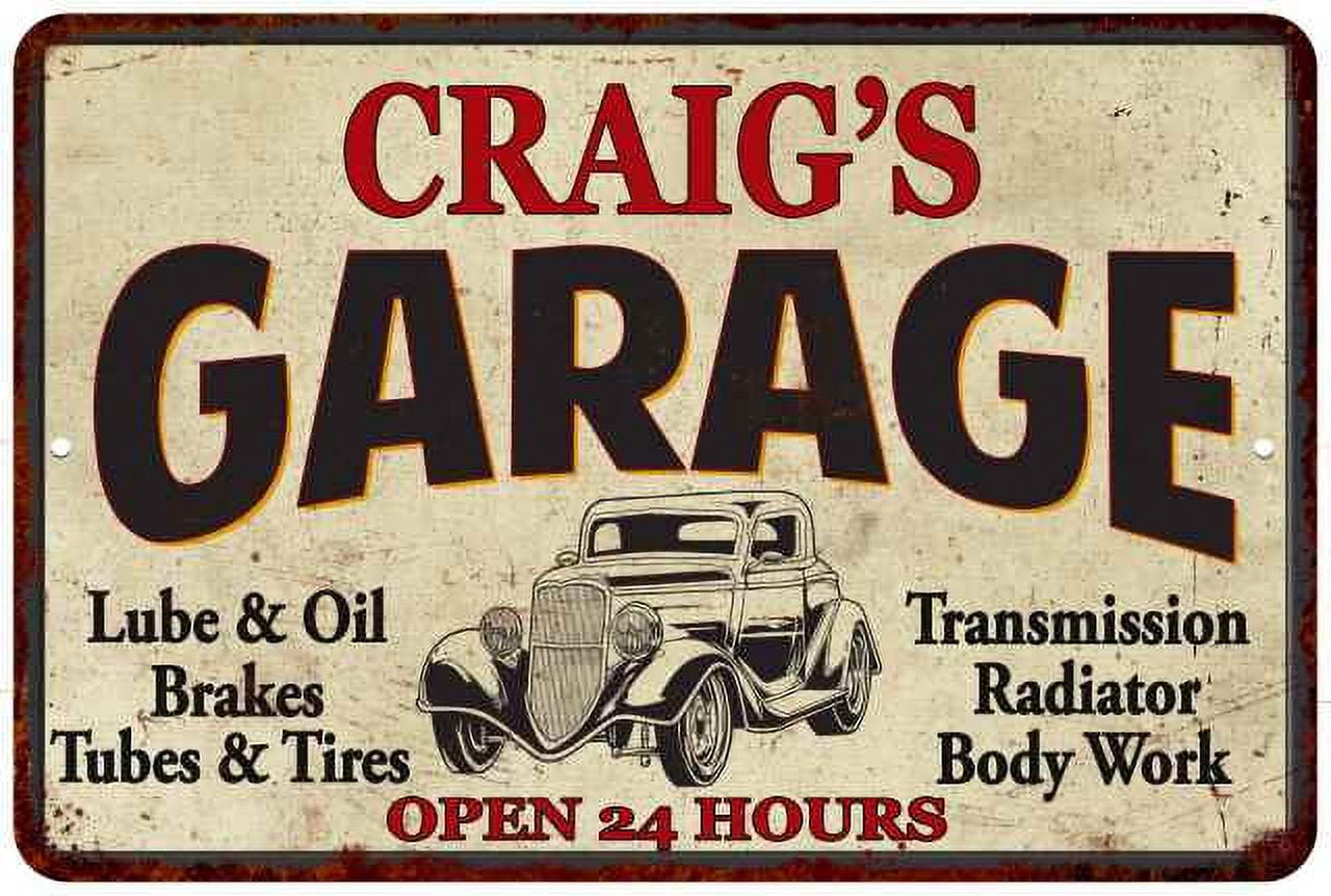 CRAIG'S Garage Man Cave Metal Sign Decor 8x12 108120014093 - Walmart.com