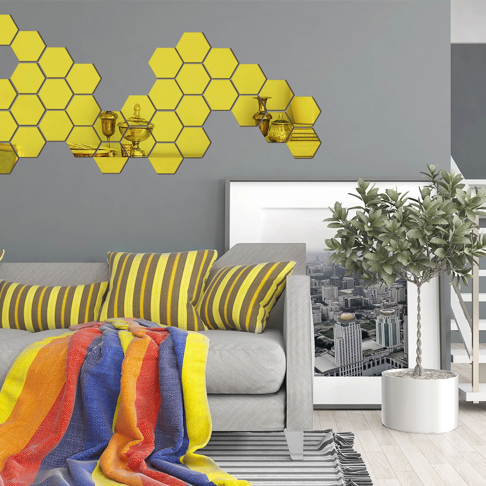 Cramax Clearance Sales Items 12pcs 3d Mirror Hexagon Vinyl Removable