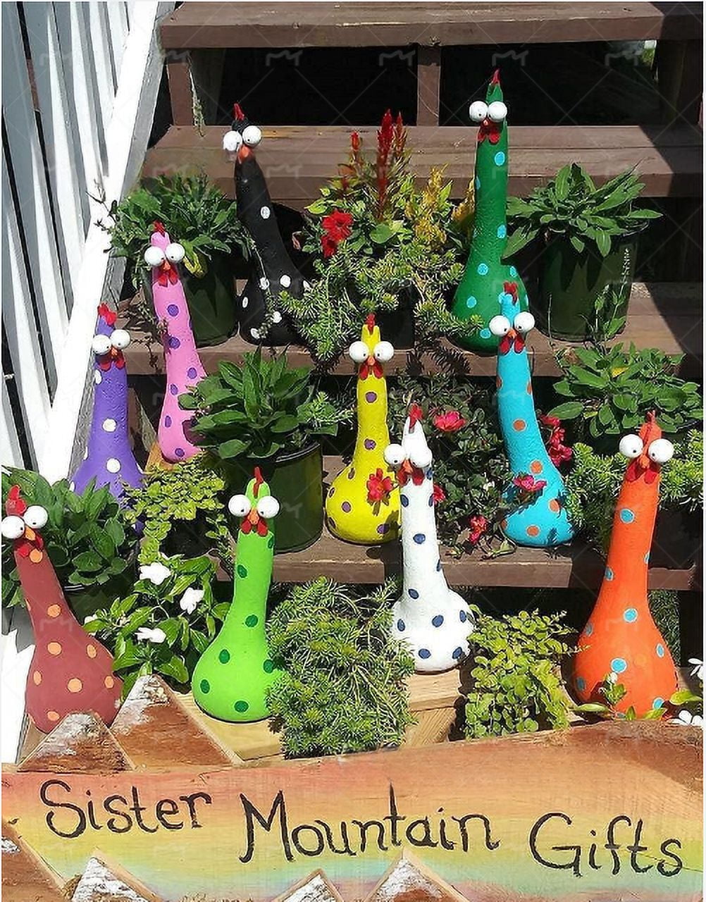 SINIMOKO Silly Chicken Decor Silly Concrete Chickens Resin Rooster ...