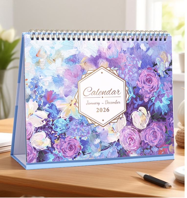 CRANBURY 2026 Small Desk Calendar 8x6, Standing Flip Desktop Calendar 8 ...