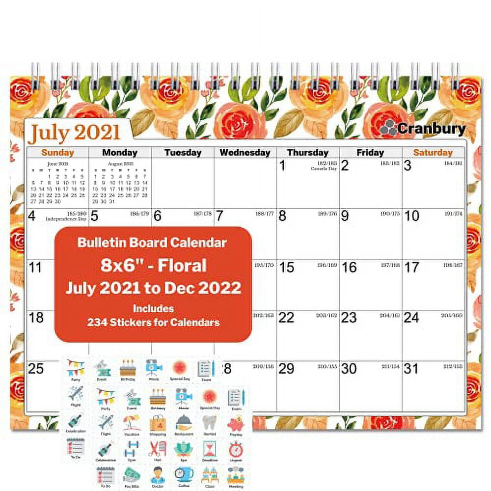 CRANBURY Small Wall Calendar 2021-2022 - (Floral), Gorgeous 8x6" 2022 ...