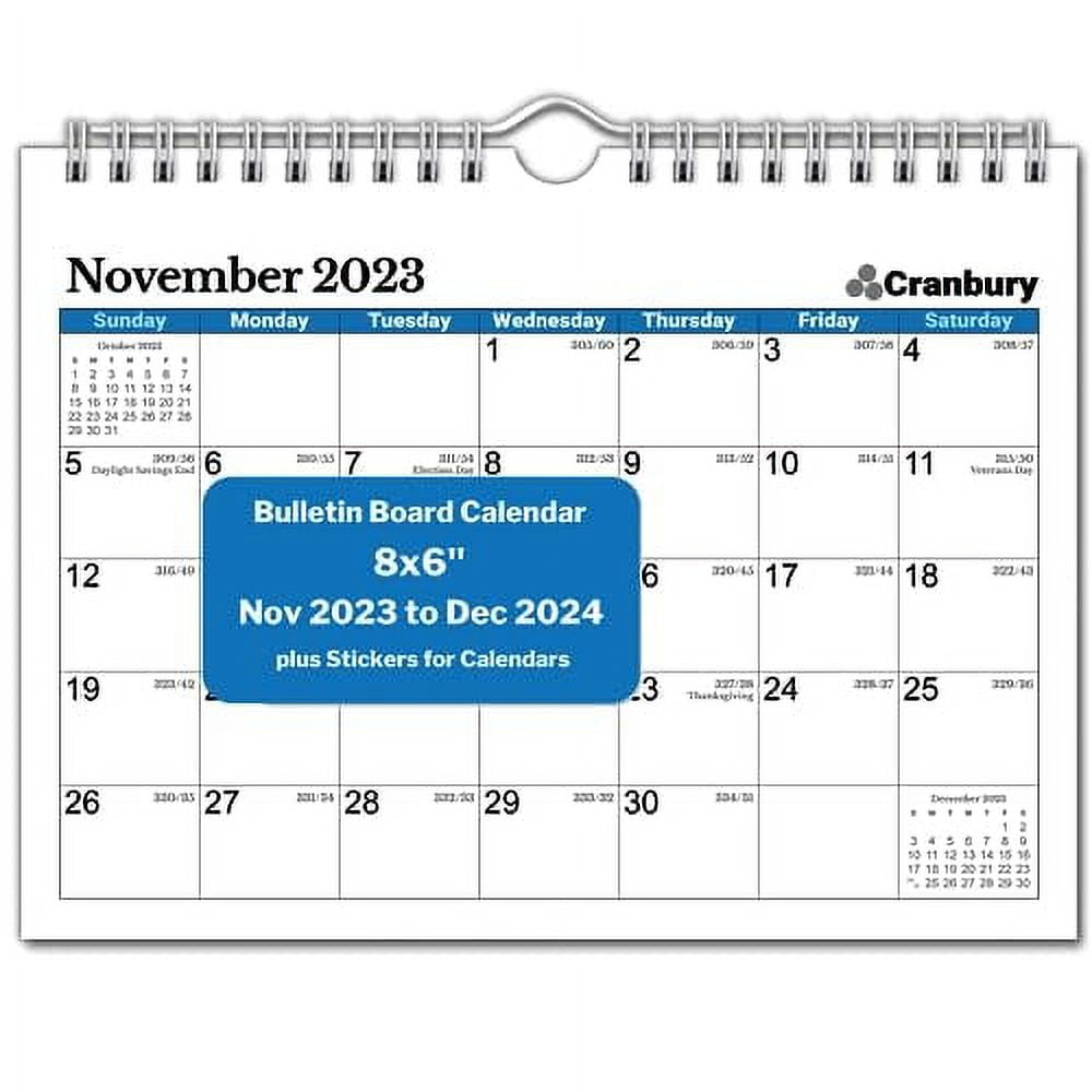 Cranbury Small Wall Calendar 2023 2024 8x6 Blue Nov 2023 Dec