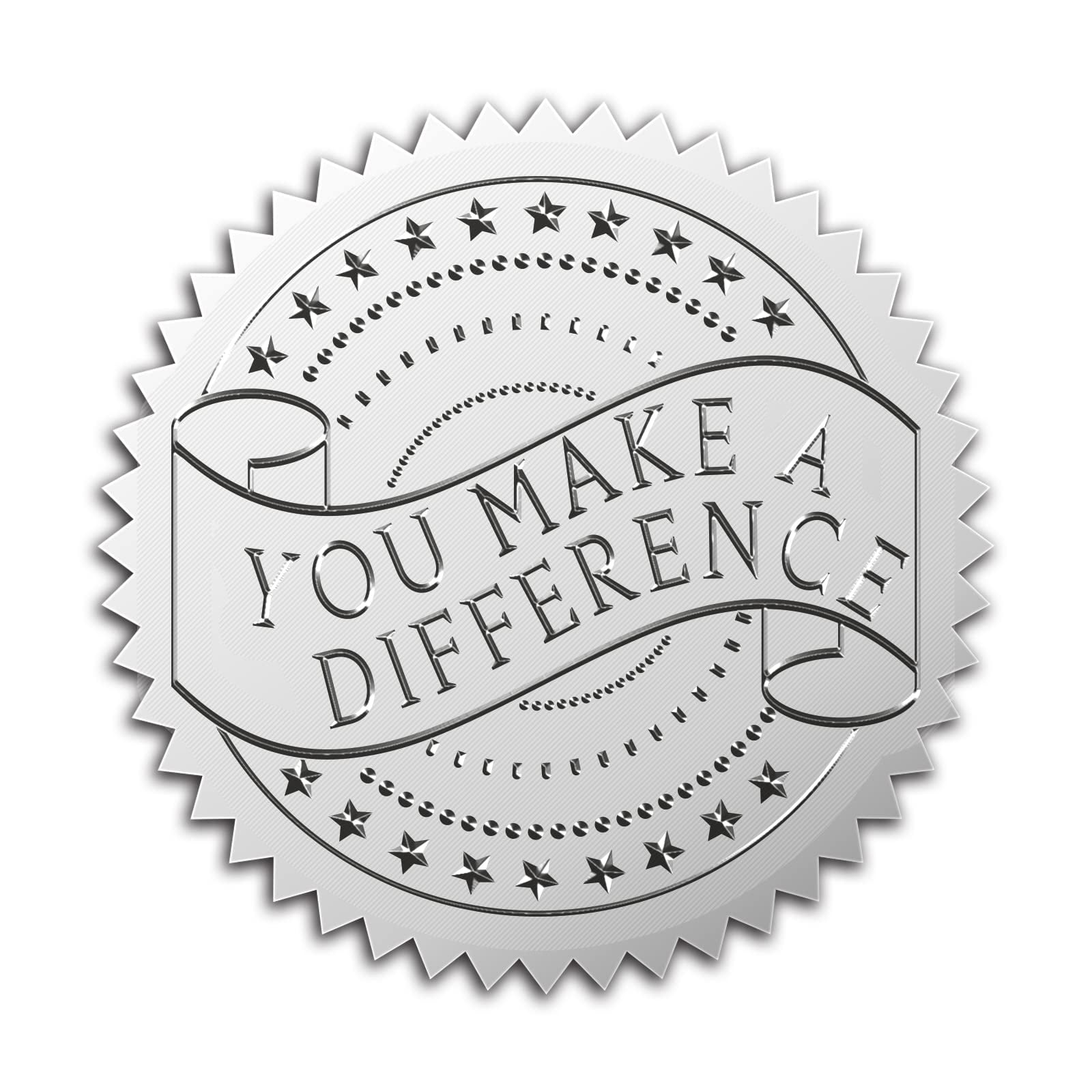 CRASPIRE 2" Embossed Silver Foil Stickers You Make A Difference 100pcs ...