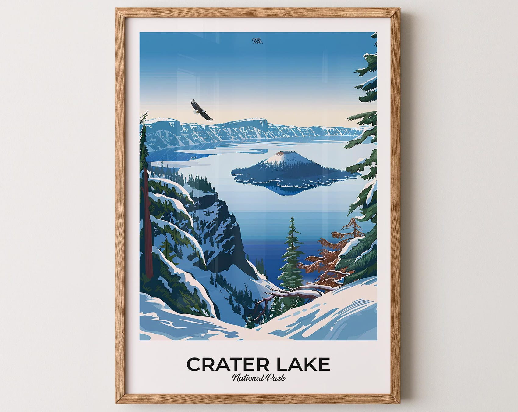 CRATER LAKE Poster, Crater Lake Travel Poster, Crater Lake Art Print ...