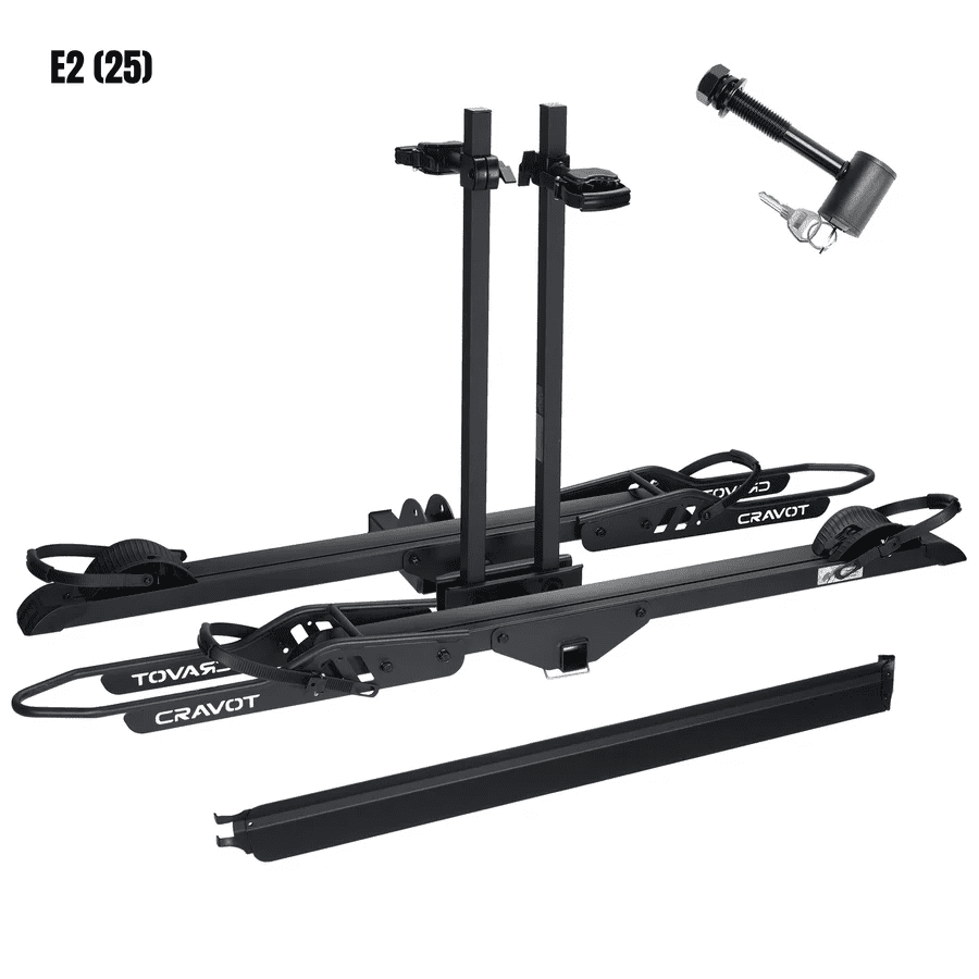 CRAVOT E2(25) Foldable Hitch 2-Bike Rack, 5" Fat Tire Support, Fits RV/SUVs/Trucks SUVs, 2 ...