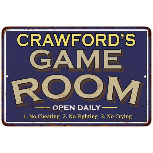 CRAWFORD'S Blue Game Room Sign Metal 8 x 12 High Gloss Metal ...