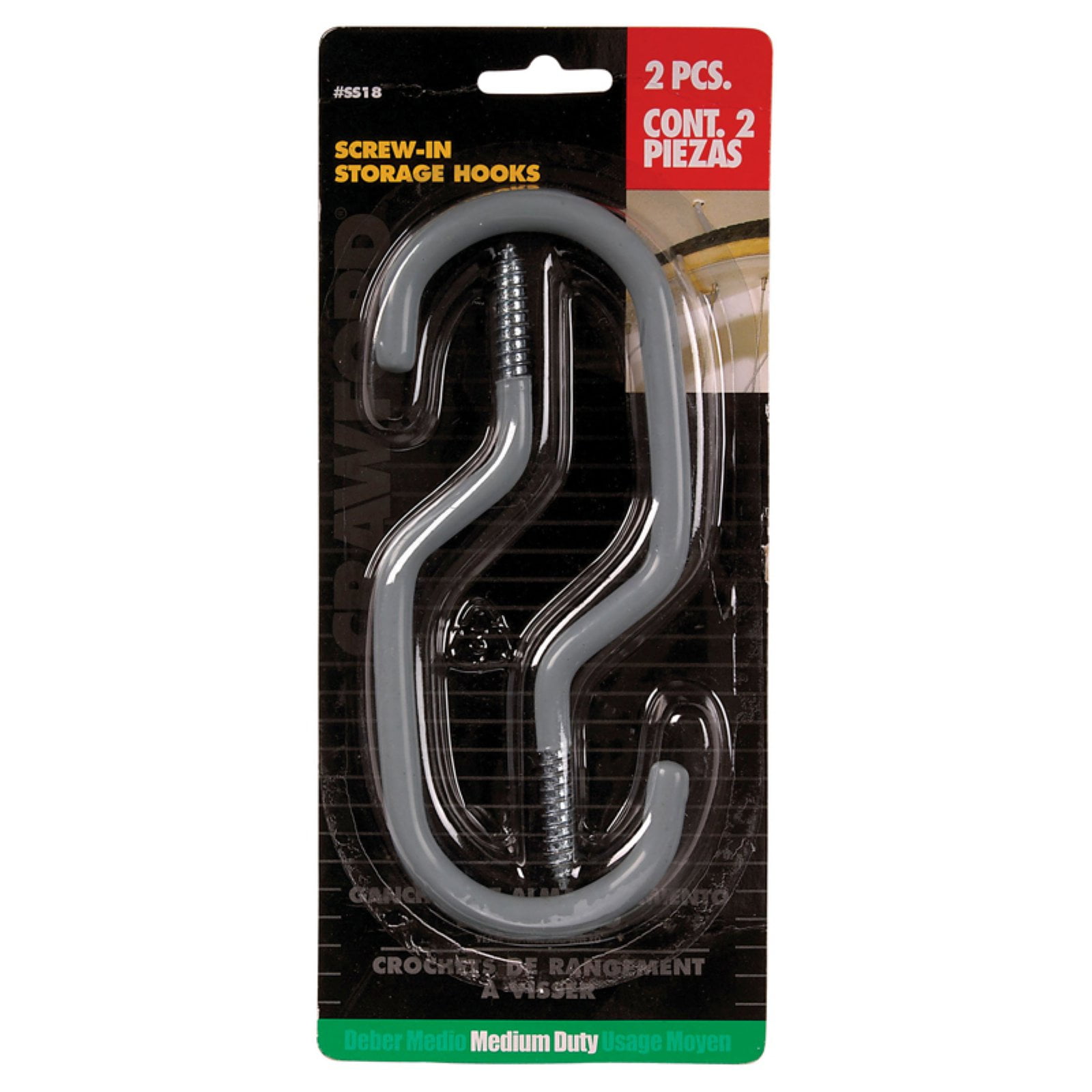 Crawford SS18 Screw-In Storage Hook, Carded/2 - Walmart.com