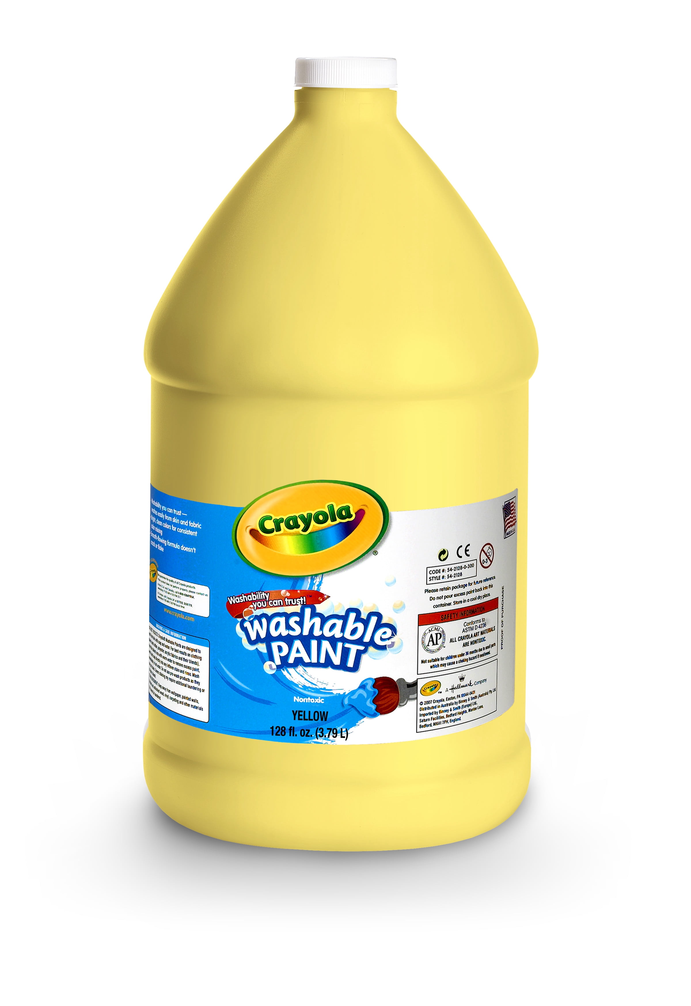 Crayola Non-Toxic Washable Paint for Kids, Brilliant Yellow, One Gallon ...
