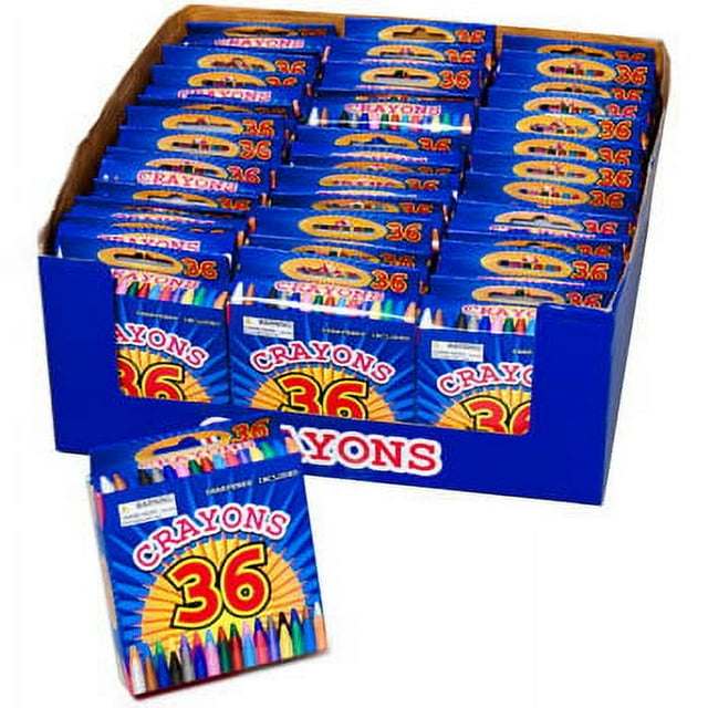 CRAYONS 36CT W/SHARPENER 18CLRS IN 36PC PDQ PRINTED BOX, Case Pack of ...