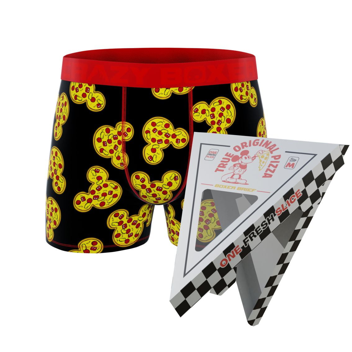 CRAZYBOXER Disney Mickey Pizza Shape Men's Boxer Briefs (Pizza Box ...