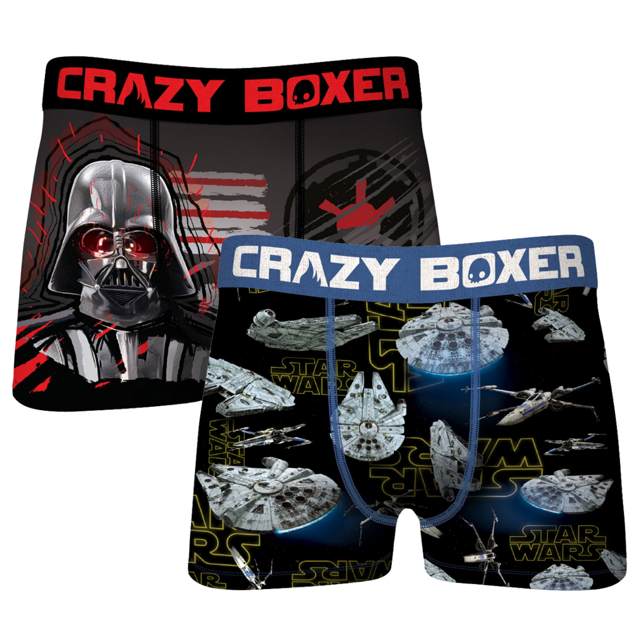 Star Wars Darth Vader and Millennium Falcon 2-Pack of Men's Crazy Boxer ...