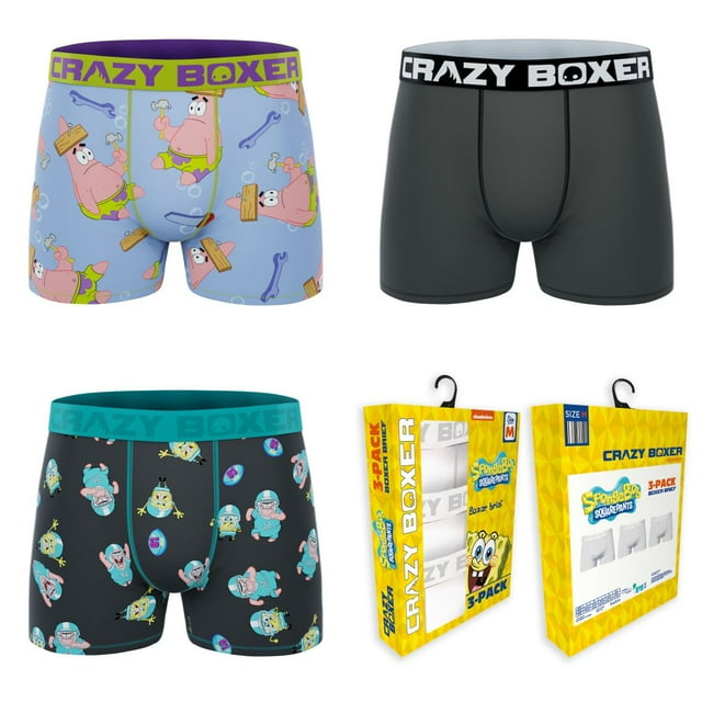 CRAZYBOXER Spongebob Patrick And Football; Men's Boxer Briefs, 3-Pack ...