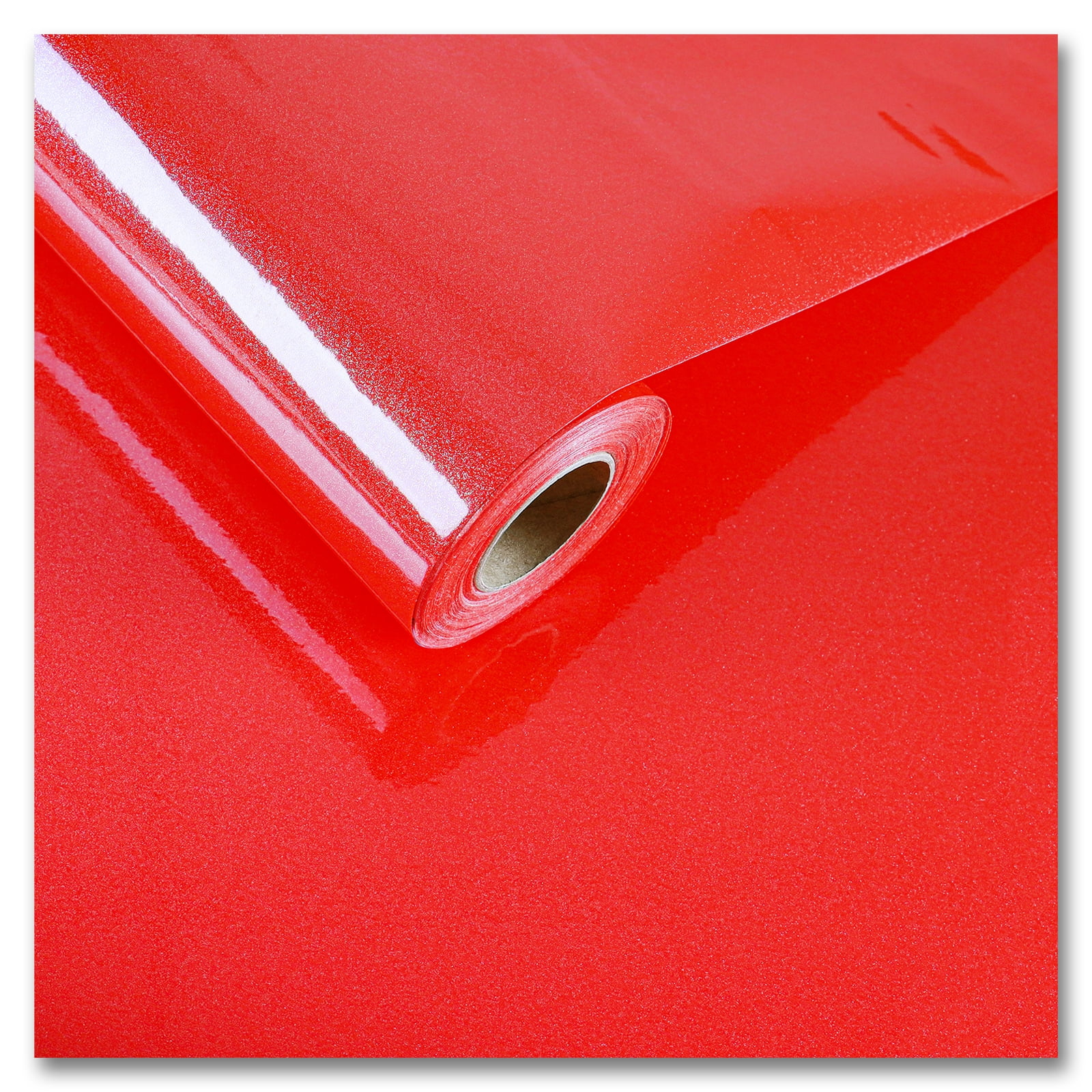 CRE8TIVE 24"x118" Glossy Red Wallpaper Peel and Stick Vinyl Faux ...