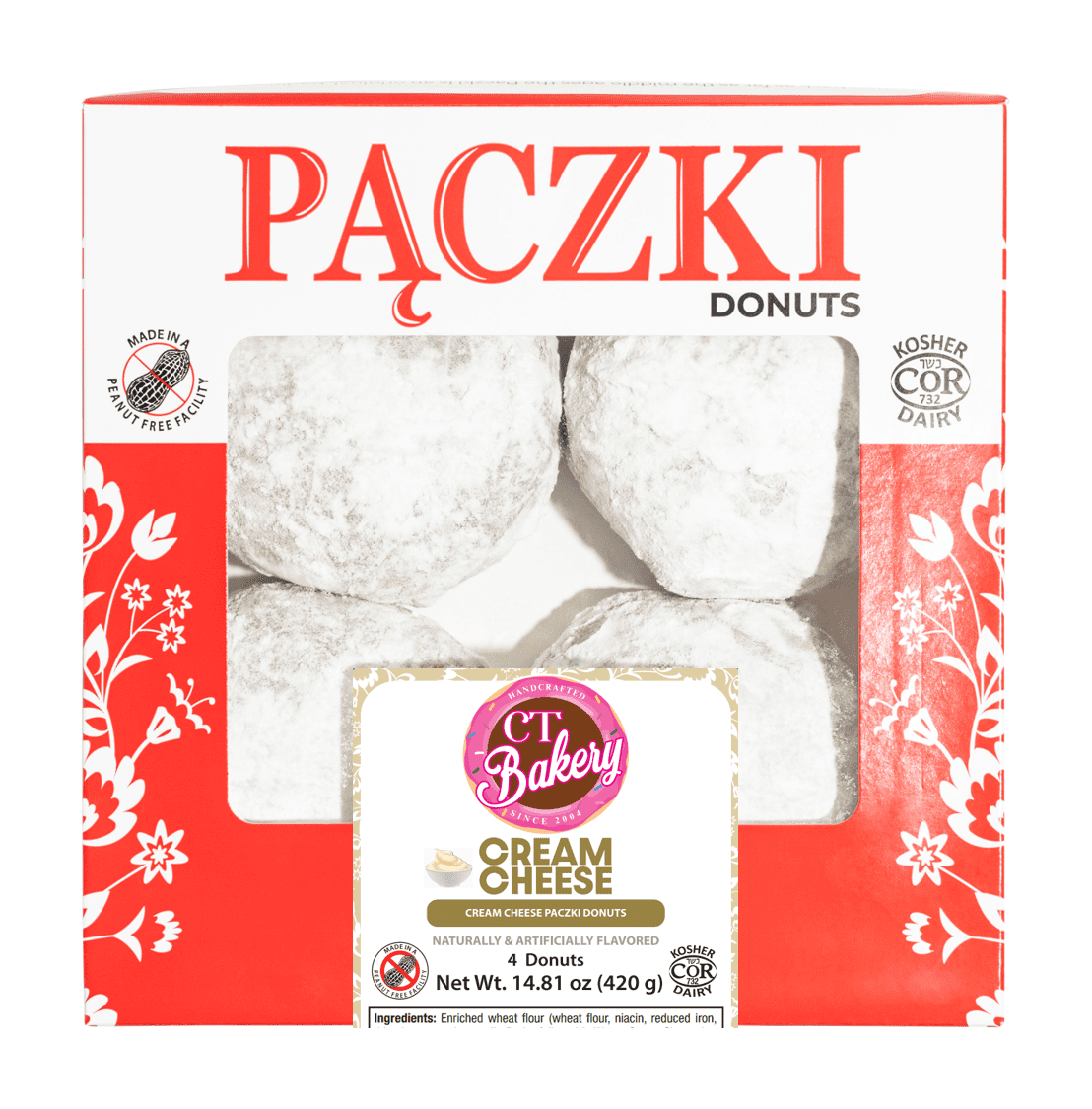 Cream Cheese Flavored Powdered Paczki Donut, 4 Count, 14.81 oz ...