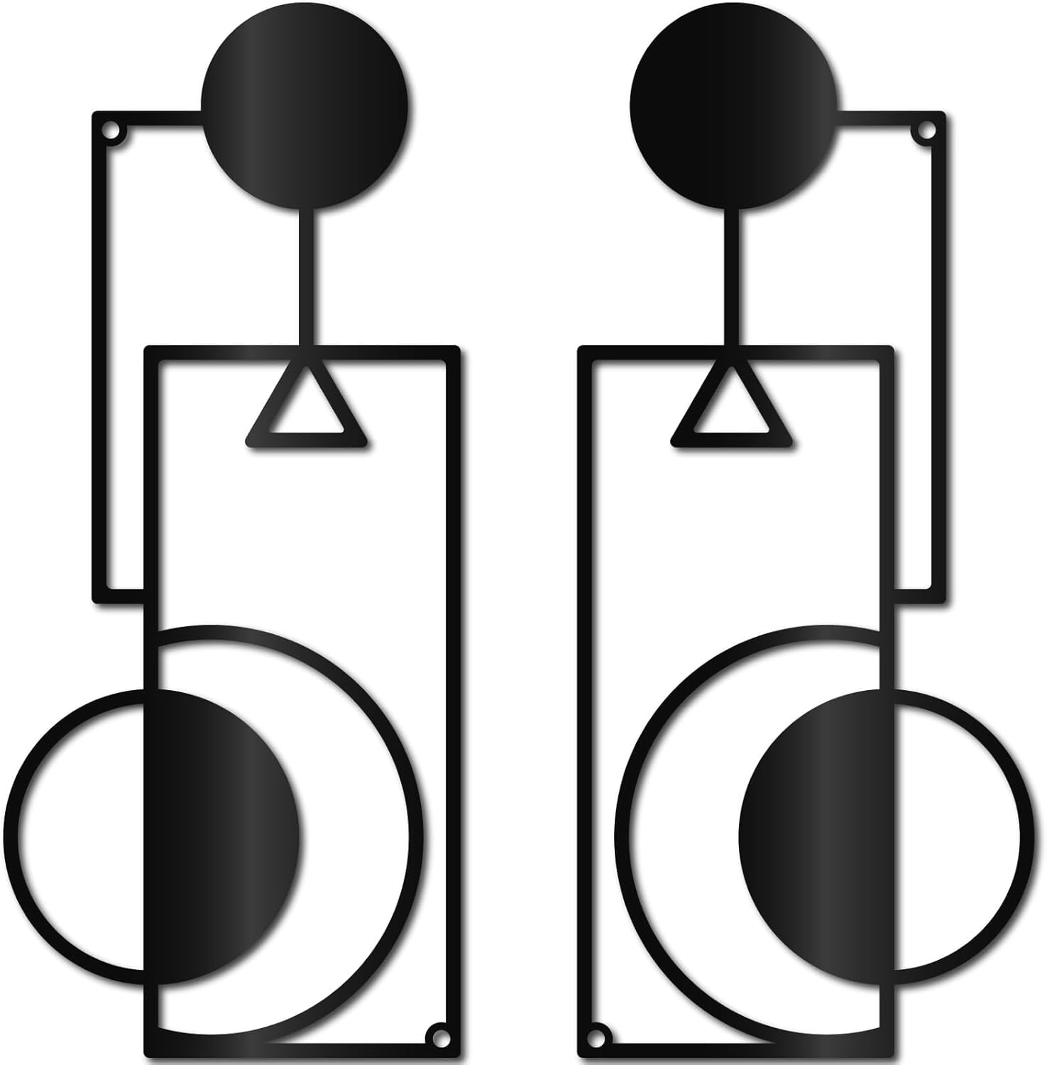 CREATCABIN 2Pcs Metal Geometric Wall Art Black Metal Wall Decor ...