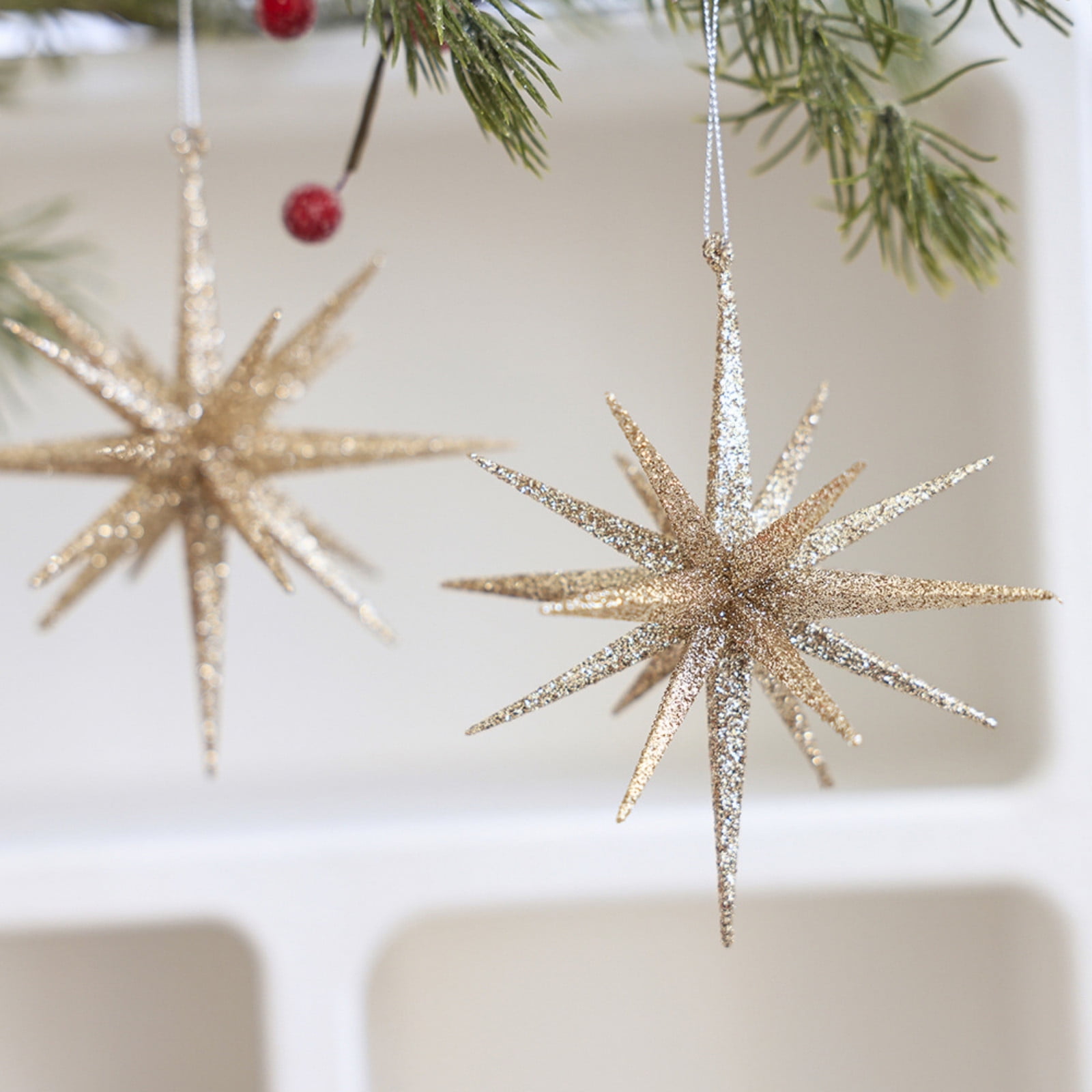 CREATITOY 1 Pair 3D Exploding Star Christmas Ornaments Glittery Tree ...