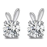 CREATITOY 1 Pair 925 Silver 1-Carat Rabbit Ear Moissanite Earrings ...