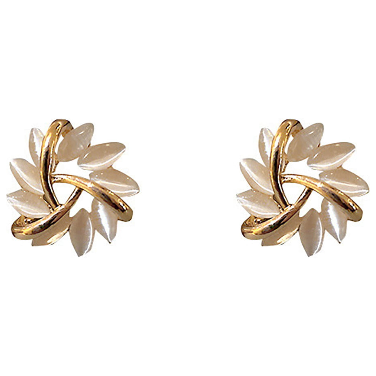 CREATITOY 1 Pair Cat's Eye Sunflower Stud Earrings - Sparkling Floral ...