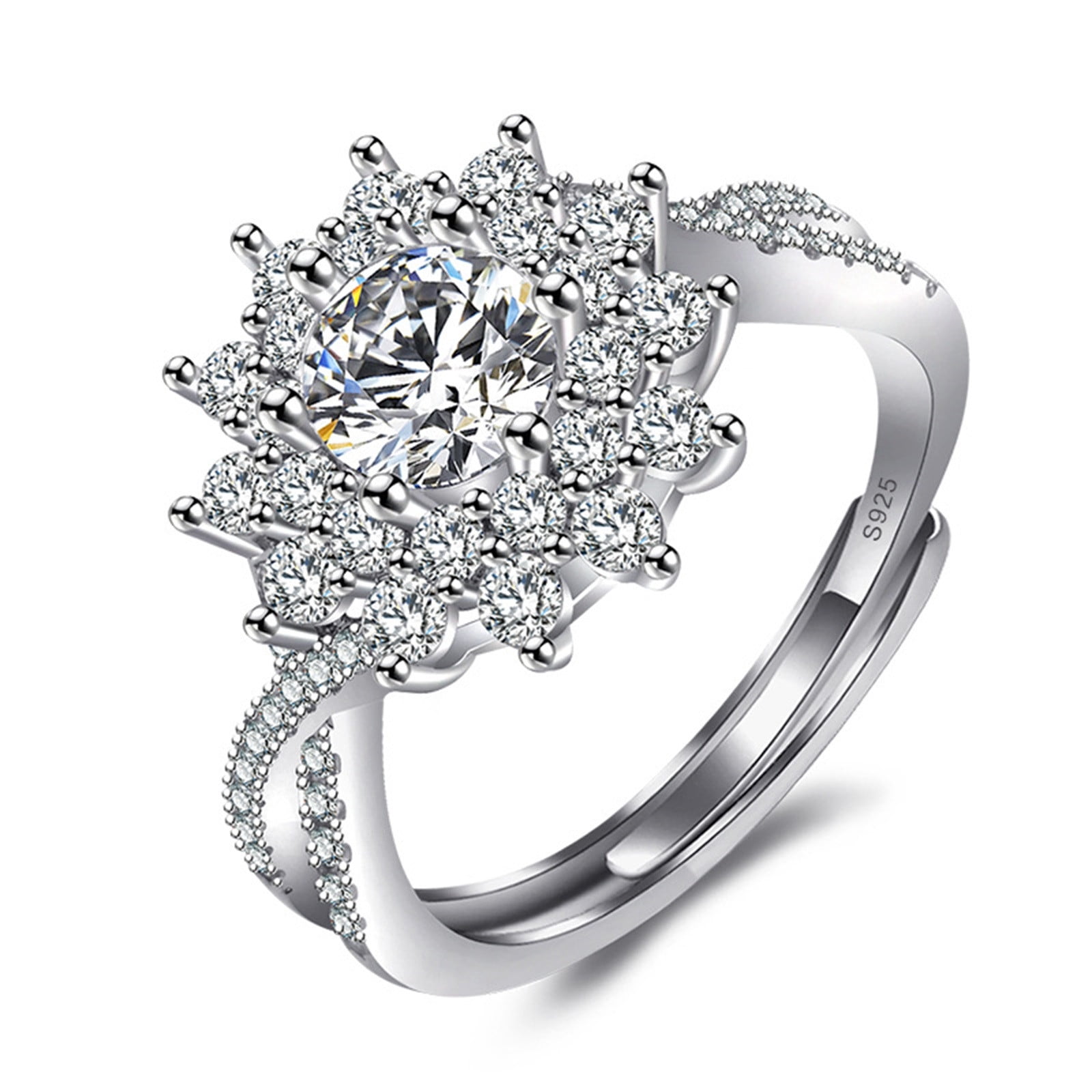 CREATITOY 1 Pc Adjustable Engagement Ring - Open Design Diamond Band ...