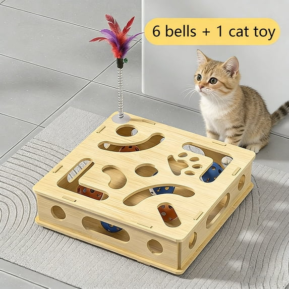CREATITOY 1 Pc Cat Puzzle Toy Box - Interactive Maze with Bell Balls ...