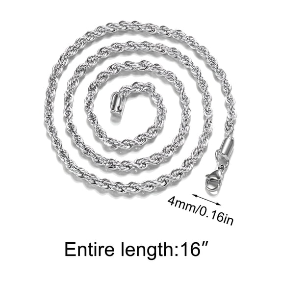 CREATITOY 1 Pc Silver 4MM Twisted Rope Chain - Sparkling Design, Daily ...