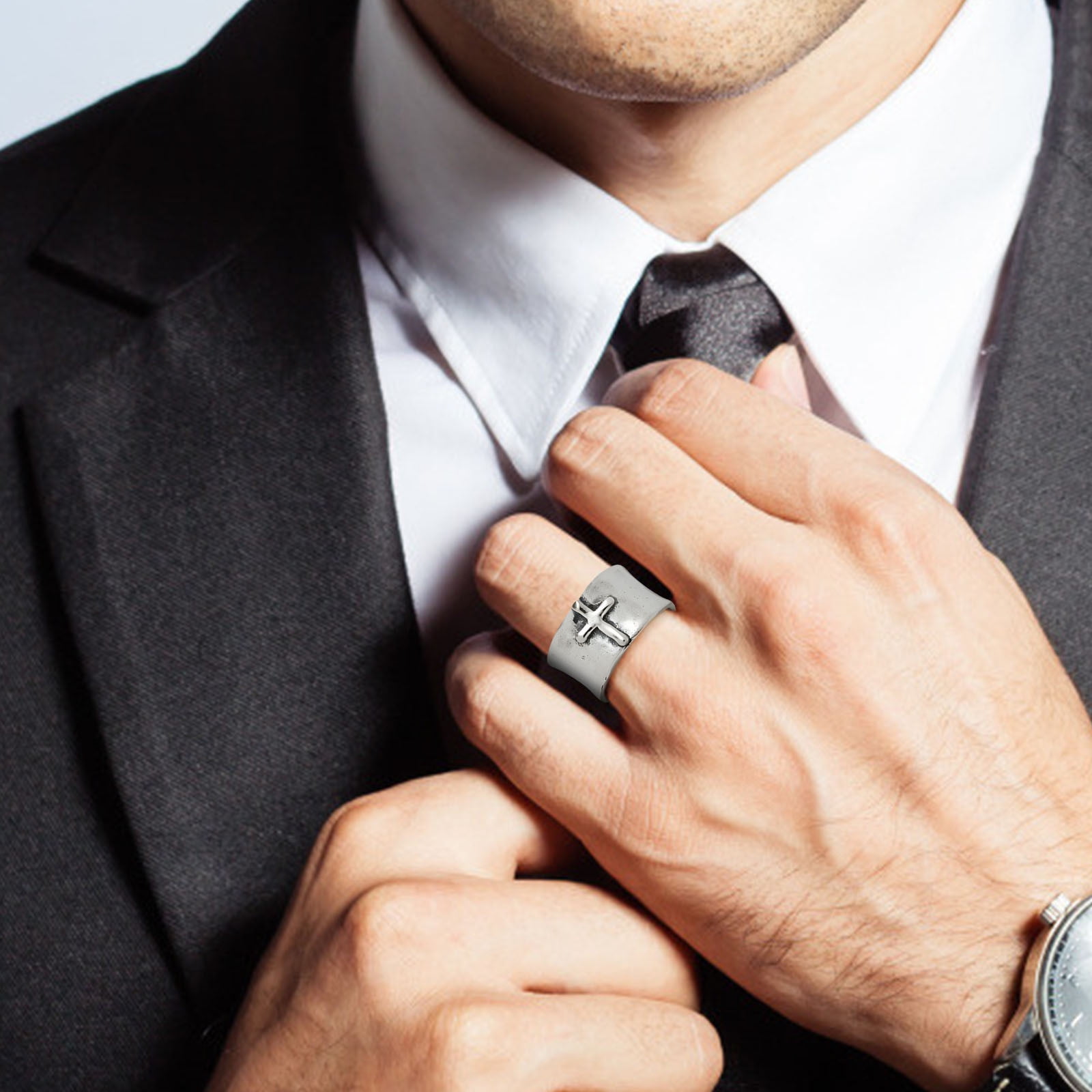 CREATITOY 1 Pc Silver Wide-Band Ring - Minimalist Design, Daily Wear ...