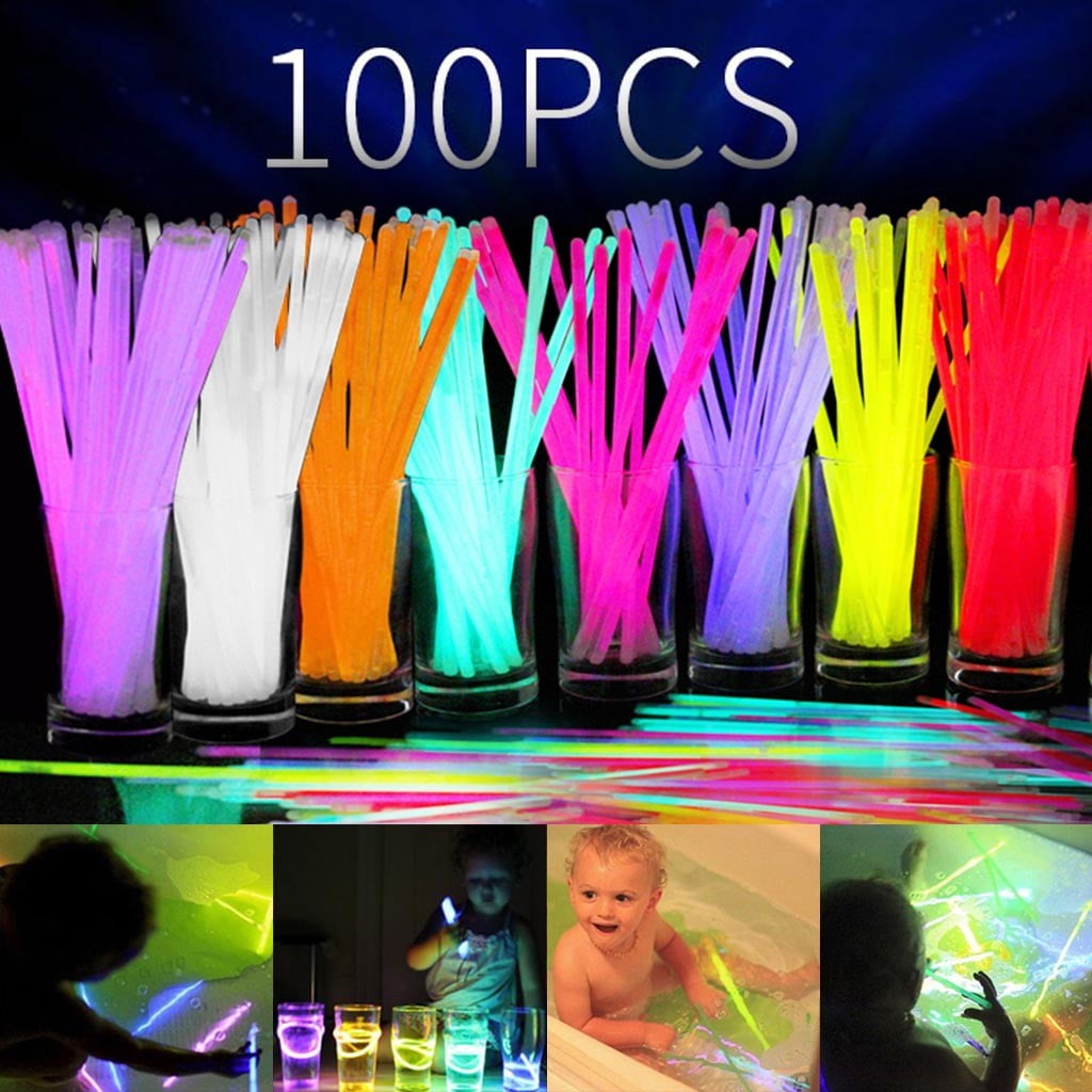 CREATITOY 100PCs 8-Color LED Glow Sticks Toy for Party Supplies ...
