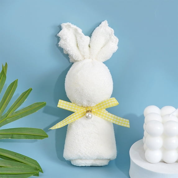 CREATITOY 11.8x11.8In Rabbit Print Towel Soft Absorbent Kids Hand Face ...