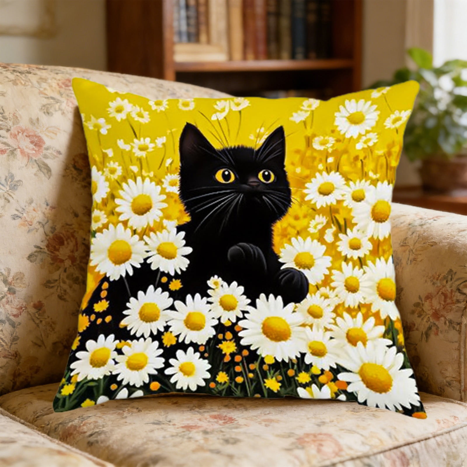 CREATITOY 17.7x17.7In Cat Pattern Pillow Cover Soft Decorative Cushion ...