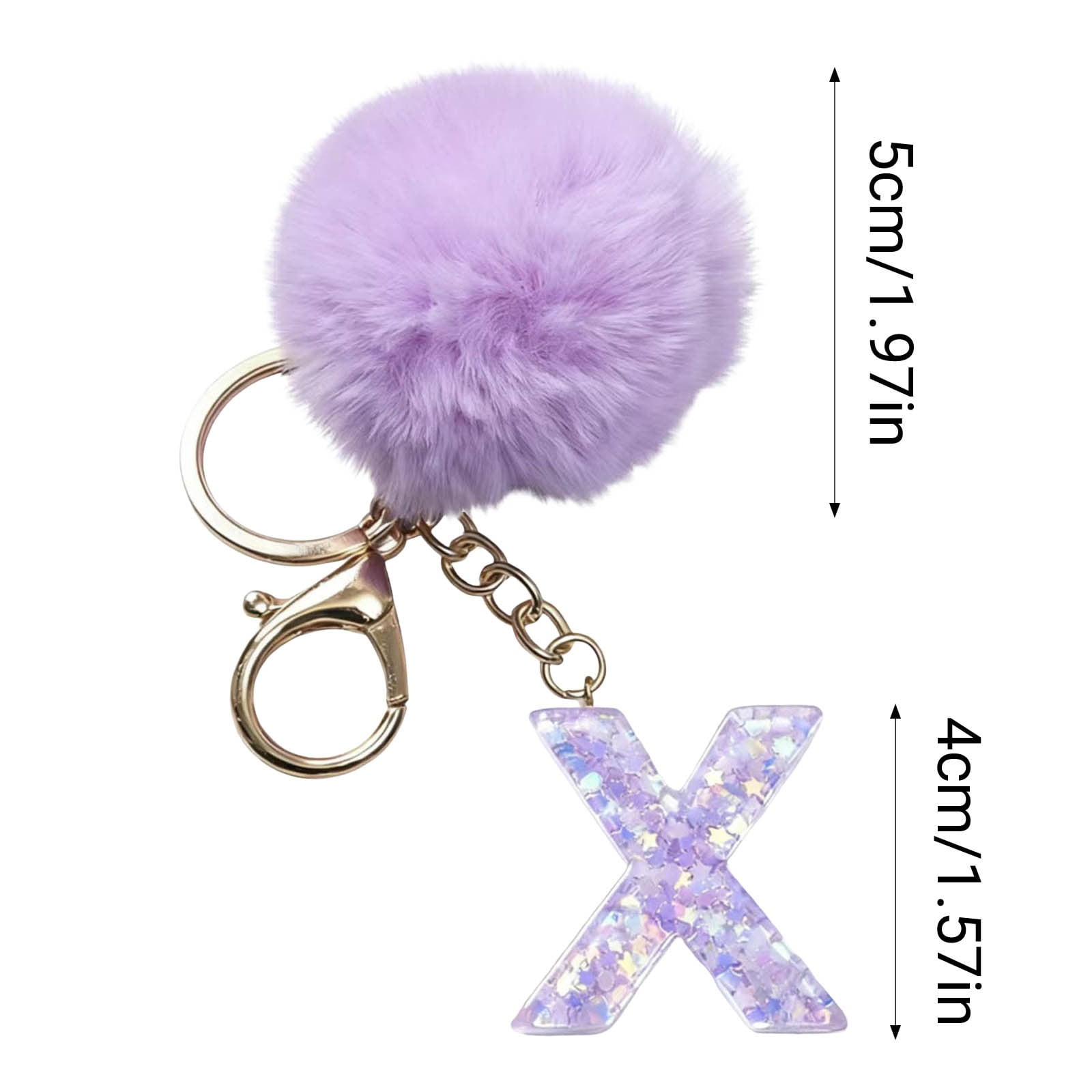 CREATITOY 26 Letter Purple Pom-Pom Keychains Alphabet Pendant Bag ...