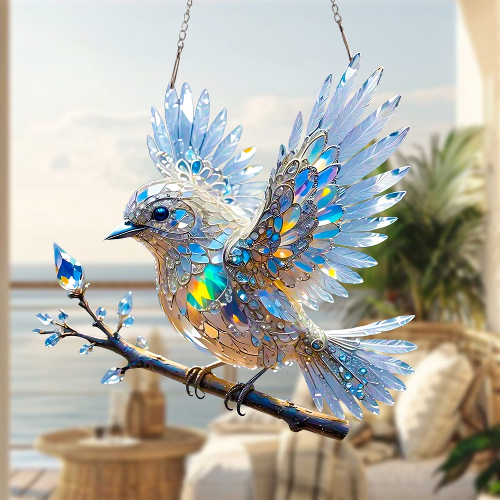 CREATITOY 2D Acrylic Flat Bird Hanging Ornament for Living Room Garden ...