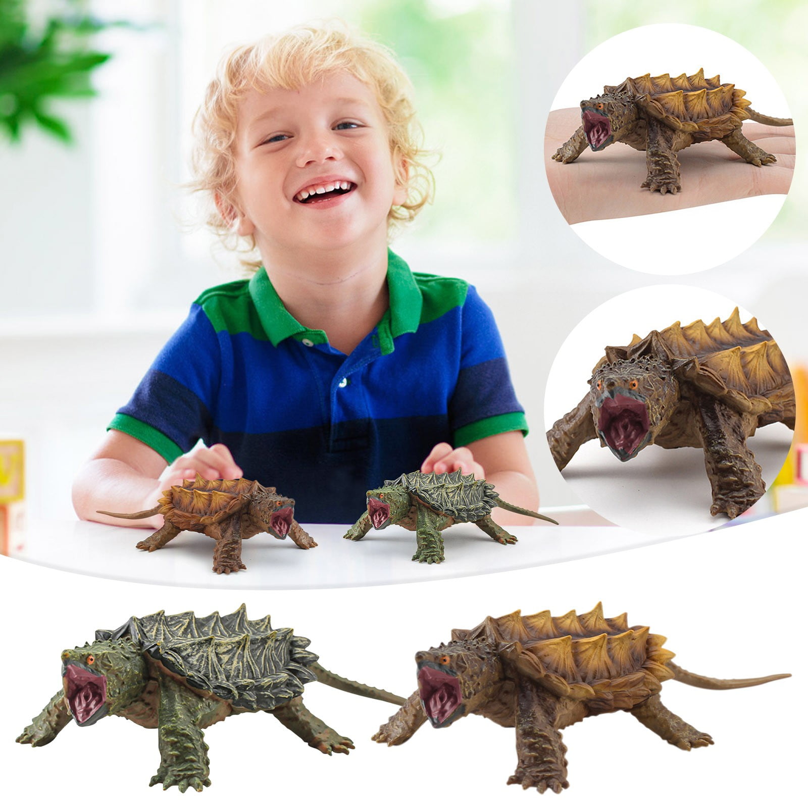CREATITOY 2PCS Realistic Mini Crocodile Turtle Marine Animal Model Toys ...