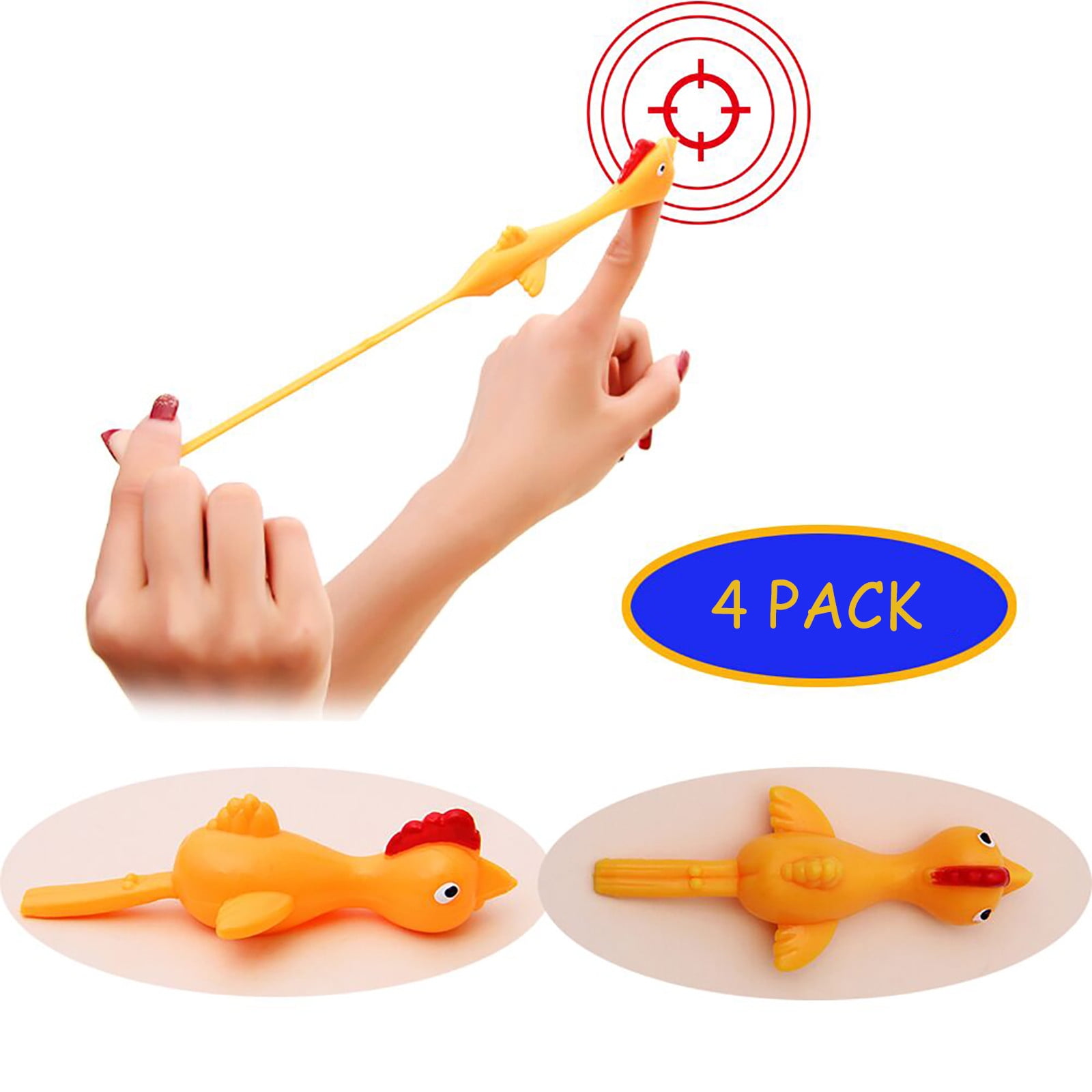 CREATITOY 4pcs Stretchy Rubber Chicken Flingers Toy - Funny Flying ...
