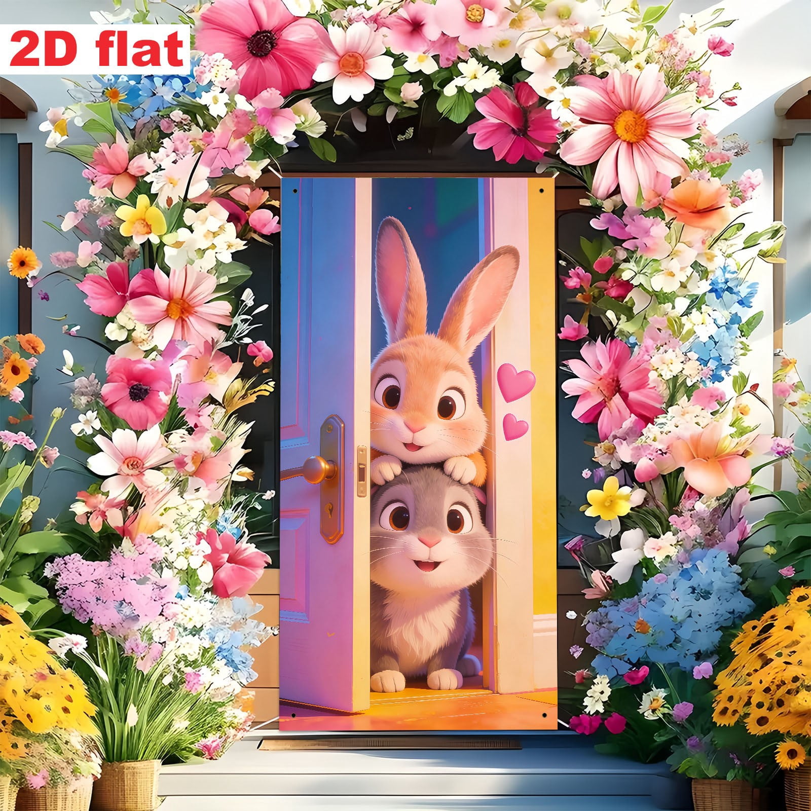 CREATITOY 70.9x35.4In Easter Polyester Door Banner Party Decor Door ...
