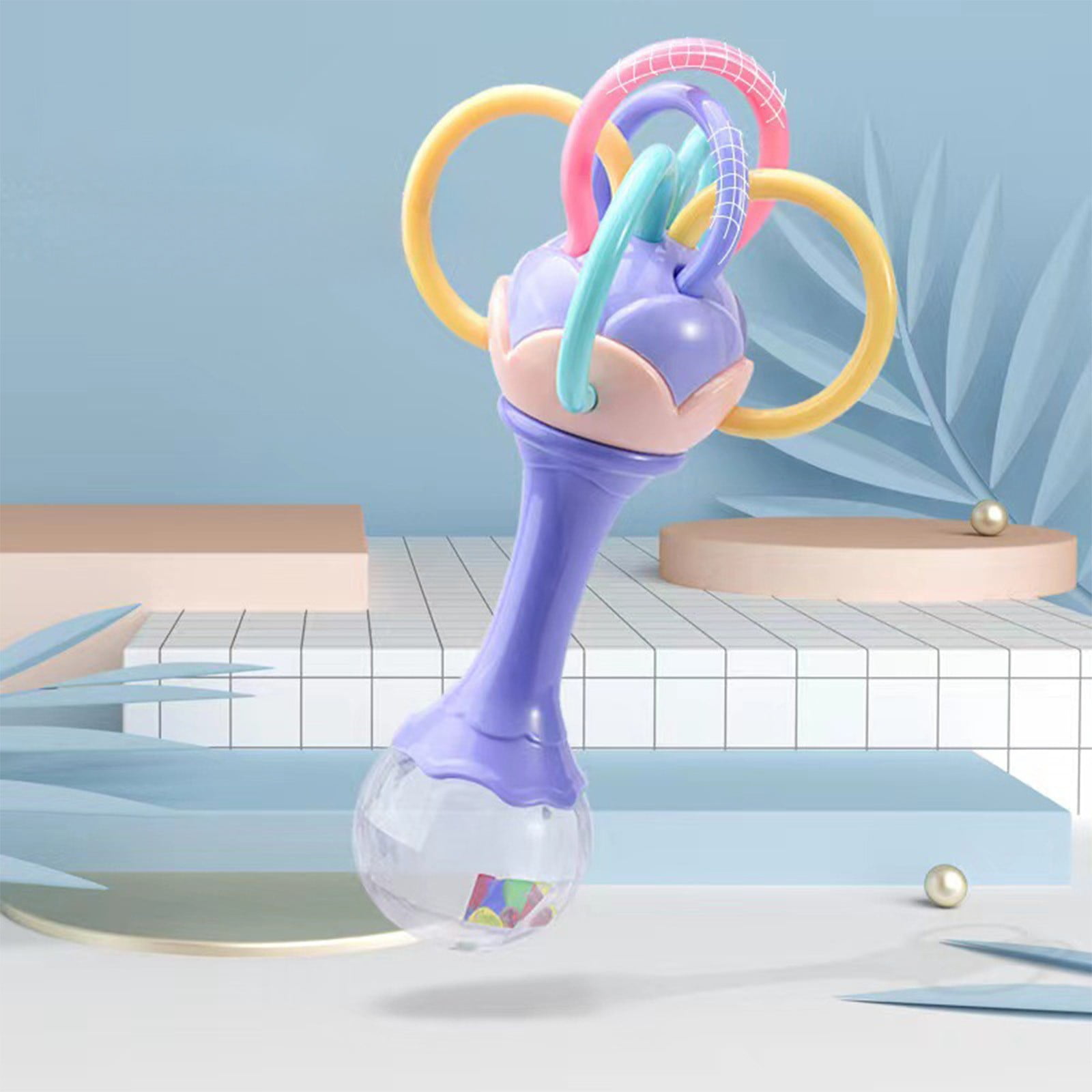 CREATITOY Baby Teething Toy & Handheld Rattle - Blue Purple Shaker for ...