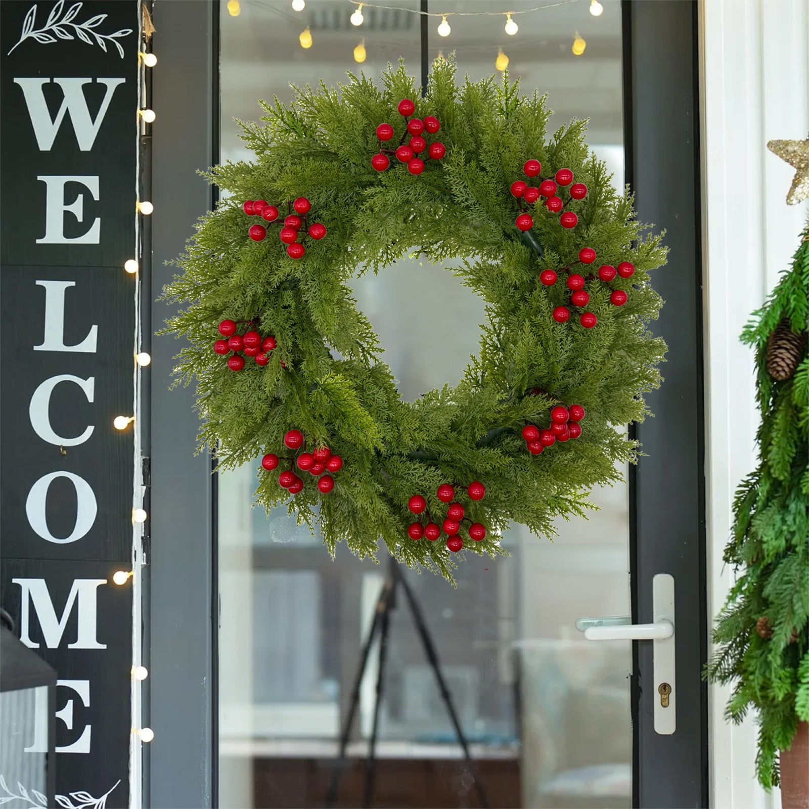 CREATITOY Christmas Artificial Wreath, Festive Flower Ring, Home Door ...