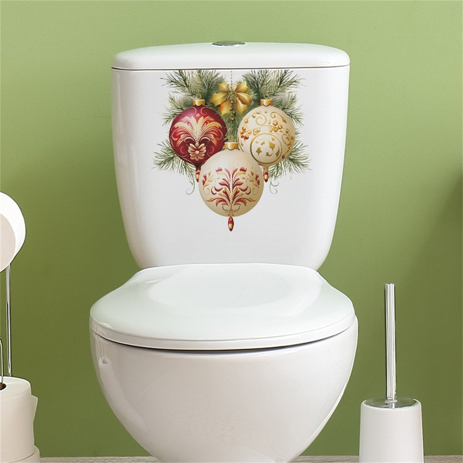 CREATITOY Christmas Creative Ball Pine Bathroom Toilet Stickers ...