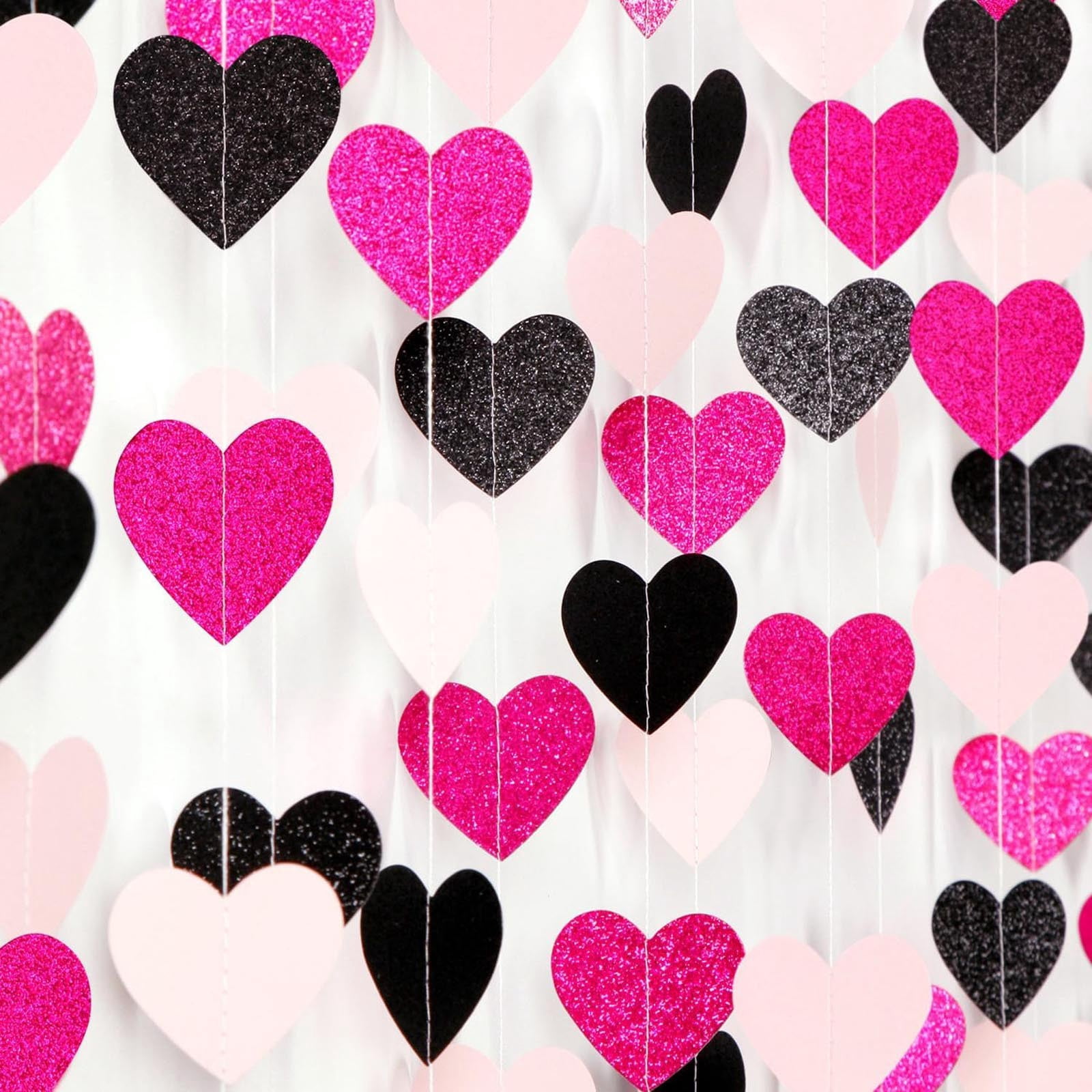 CREATITOY Heart Paper Garland Long Heart String Banner Valentine's Day ...
