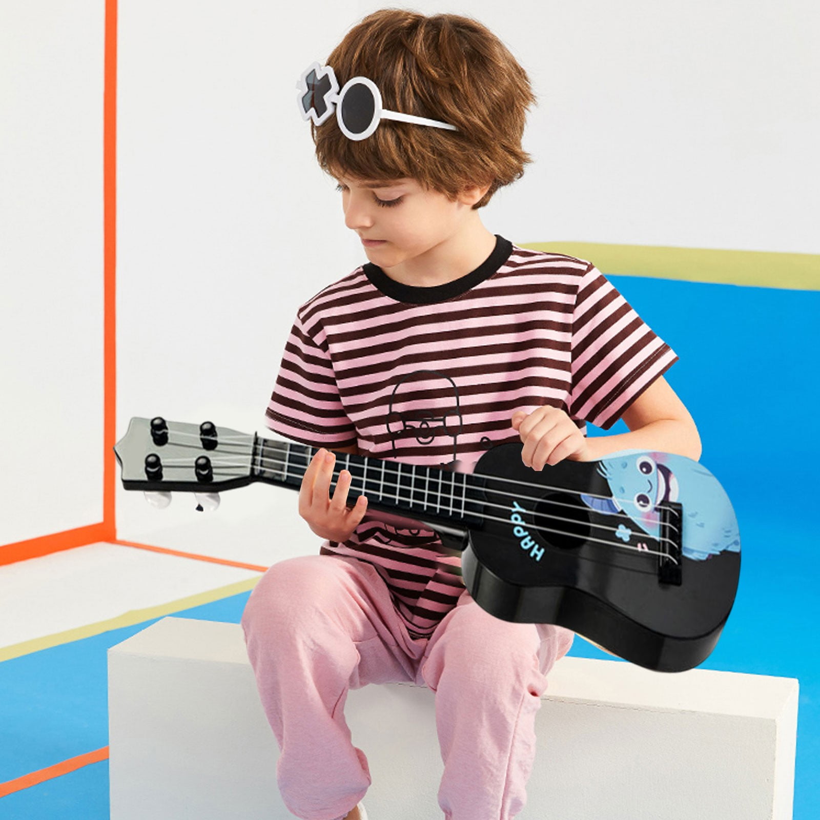 CREATITOY Kids' Hippo Design Ukulele Guitar Toy - Educational Plastic ...