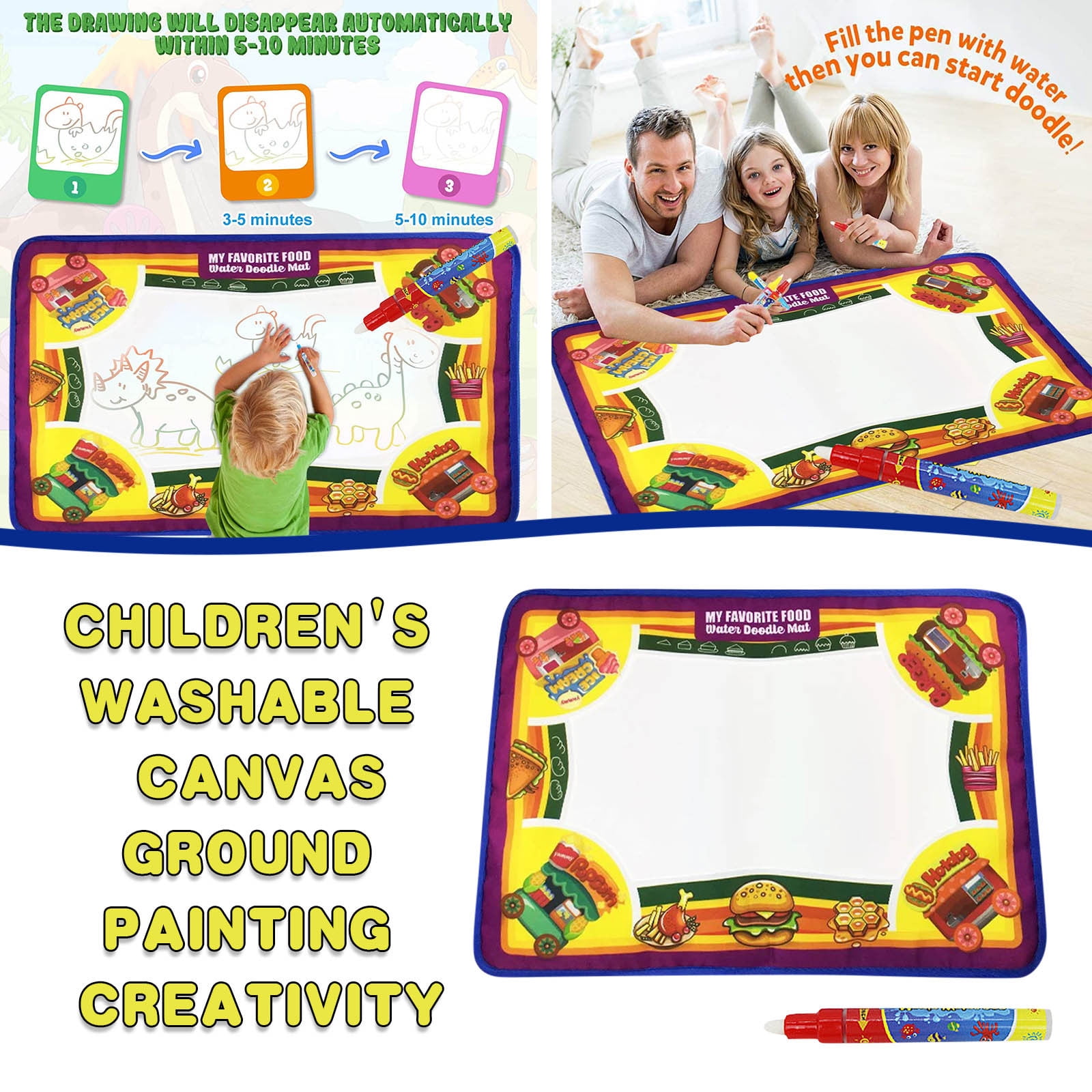 CREATITOY Magic Water Doodle Mat - Large 52x37cm Educational Drawing ...