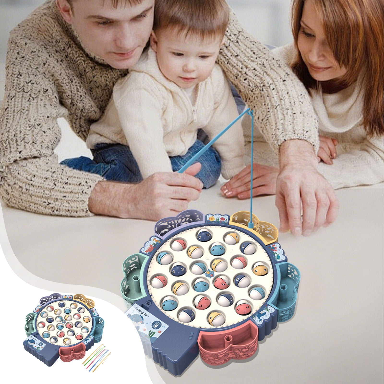 CREATITOY Magnetic Rotating Fishing Game Toy Set with Music & Colorful ...