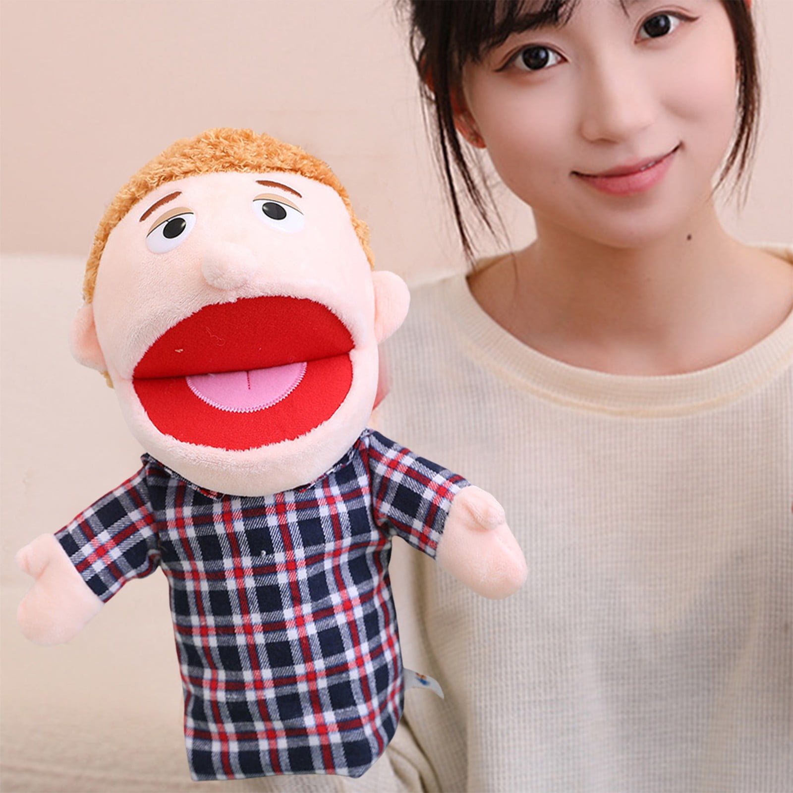 CREATITOY Plush Hand Puppet with Movable Mouth - Interactive Role Play ...
