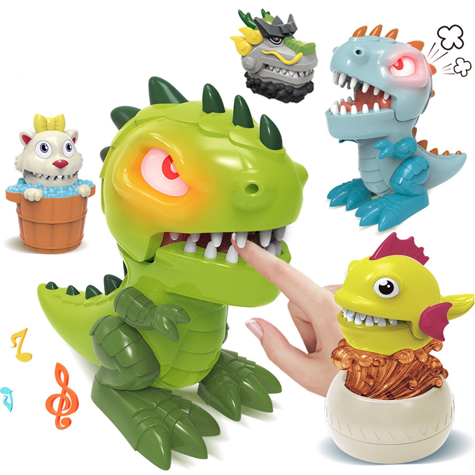 CREATITOY Realistic T-Rex Bite Finger Toy with Light & Sound Effects ...