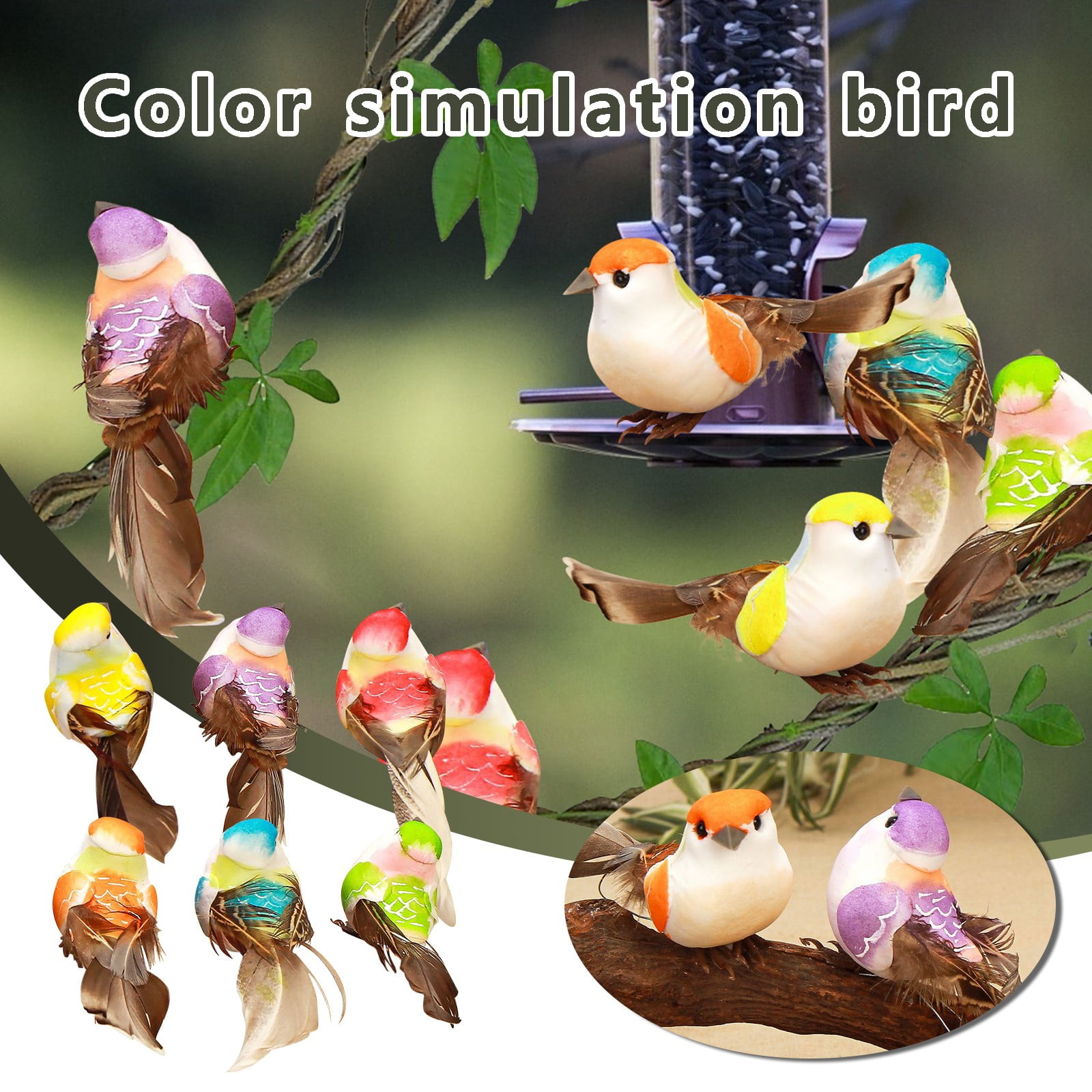 CREATITOY Realistic Tropical Fake Birds Decor 6pcs - Eco-Friendly Foam ...